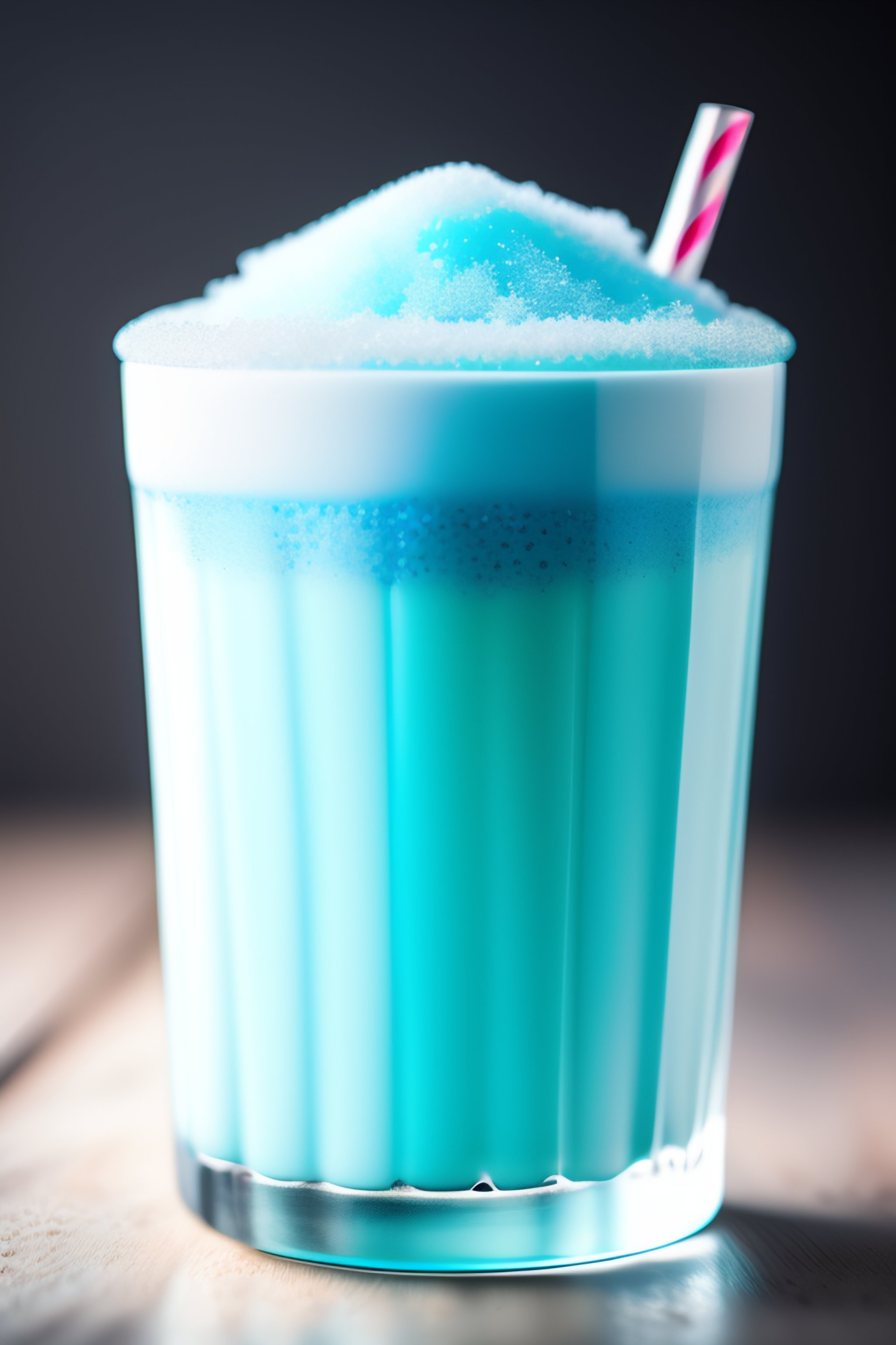 Lexica - Light blue slushie in glass, sparkly, cold, whipped cream ...
