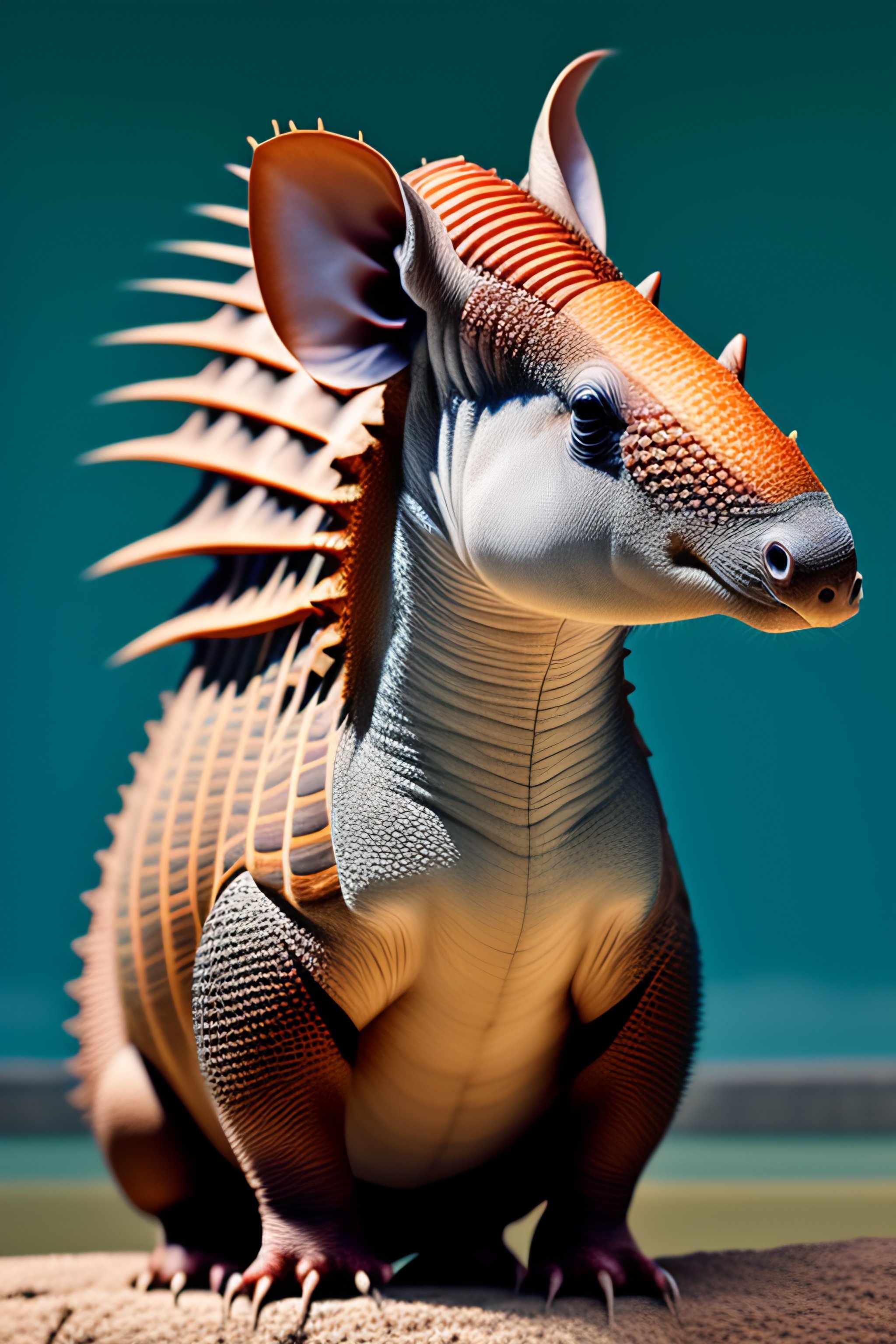 Lexica - A detailed portrait of dreampunk hybrid half dinosaur armadillo