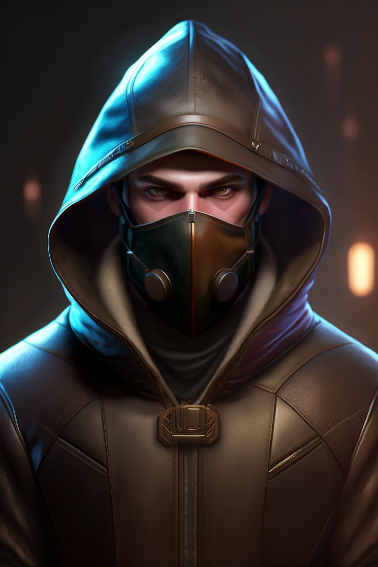 Lexica - Male character, with hood, with mask, dark