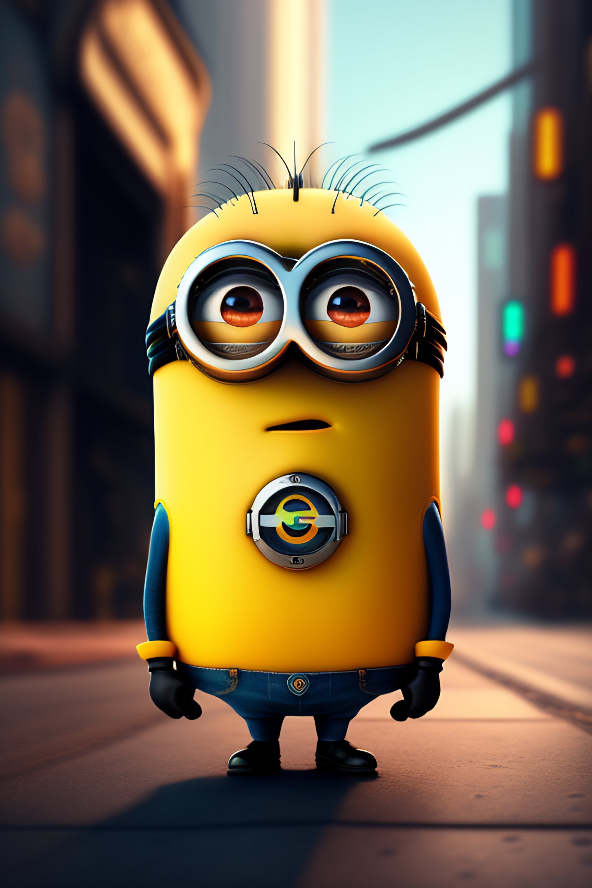 Lexica - Minion in cape in cyberpunk city