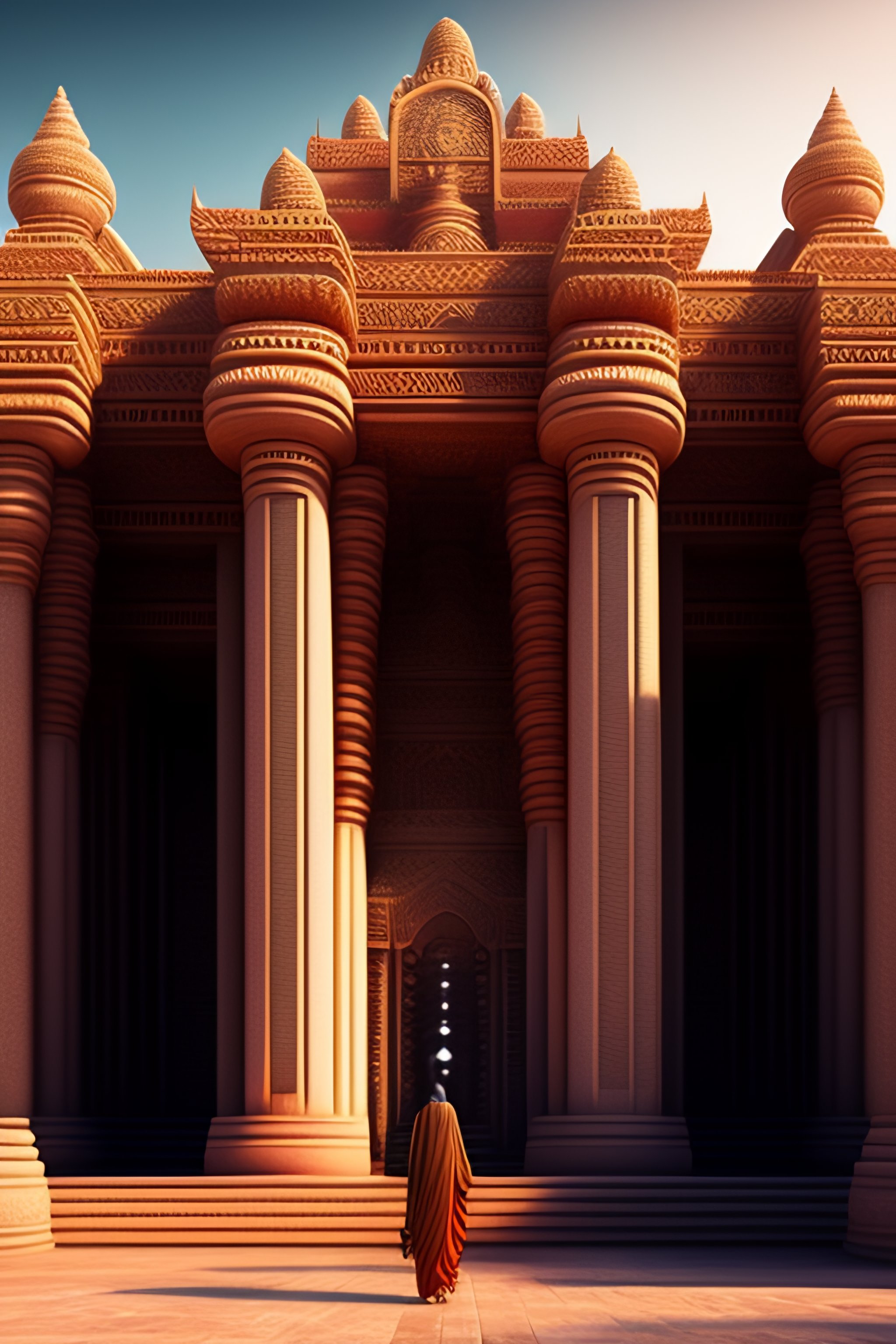 Lexica - Crowd in front of huge Indian stone carved temple, surrealism ...