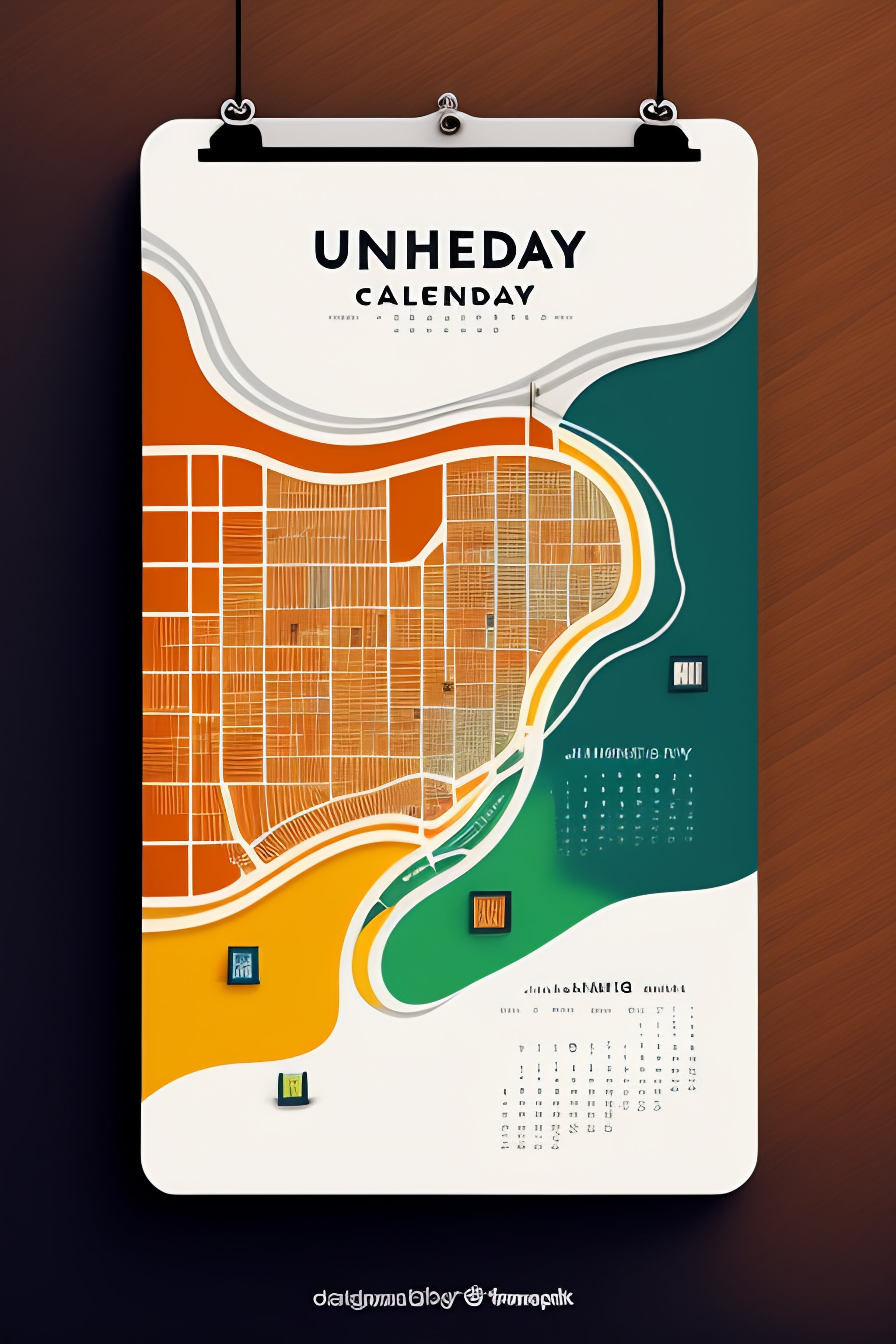 Lexica - Unique and novel Calendar design template with a map of a ...