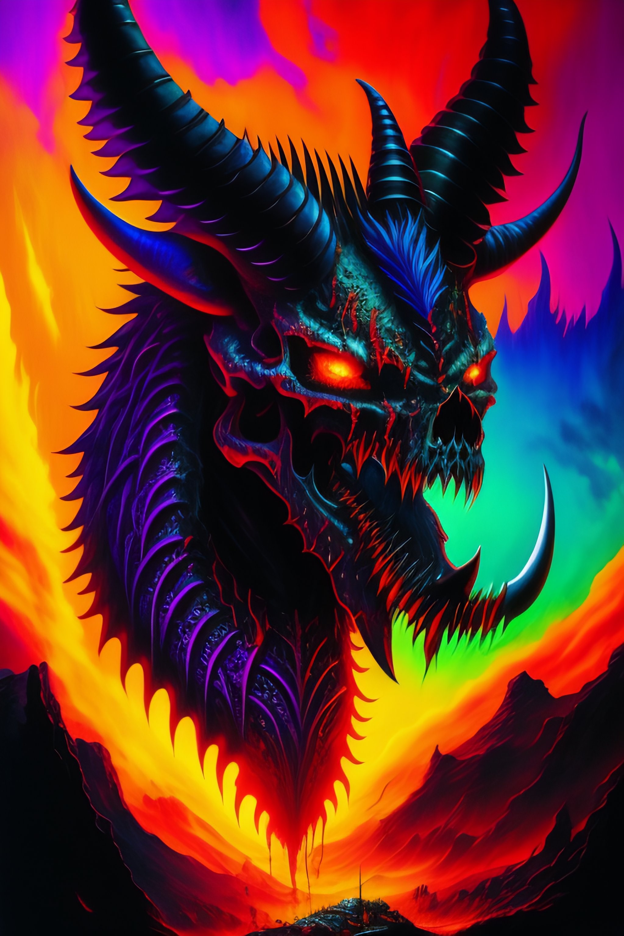 Lexica - Demon skull of a punk with a mohawk, with huge sharp fangs and ...