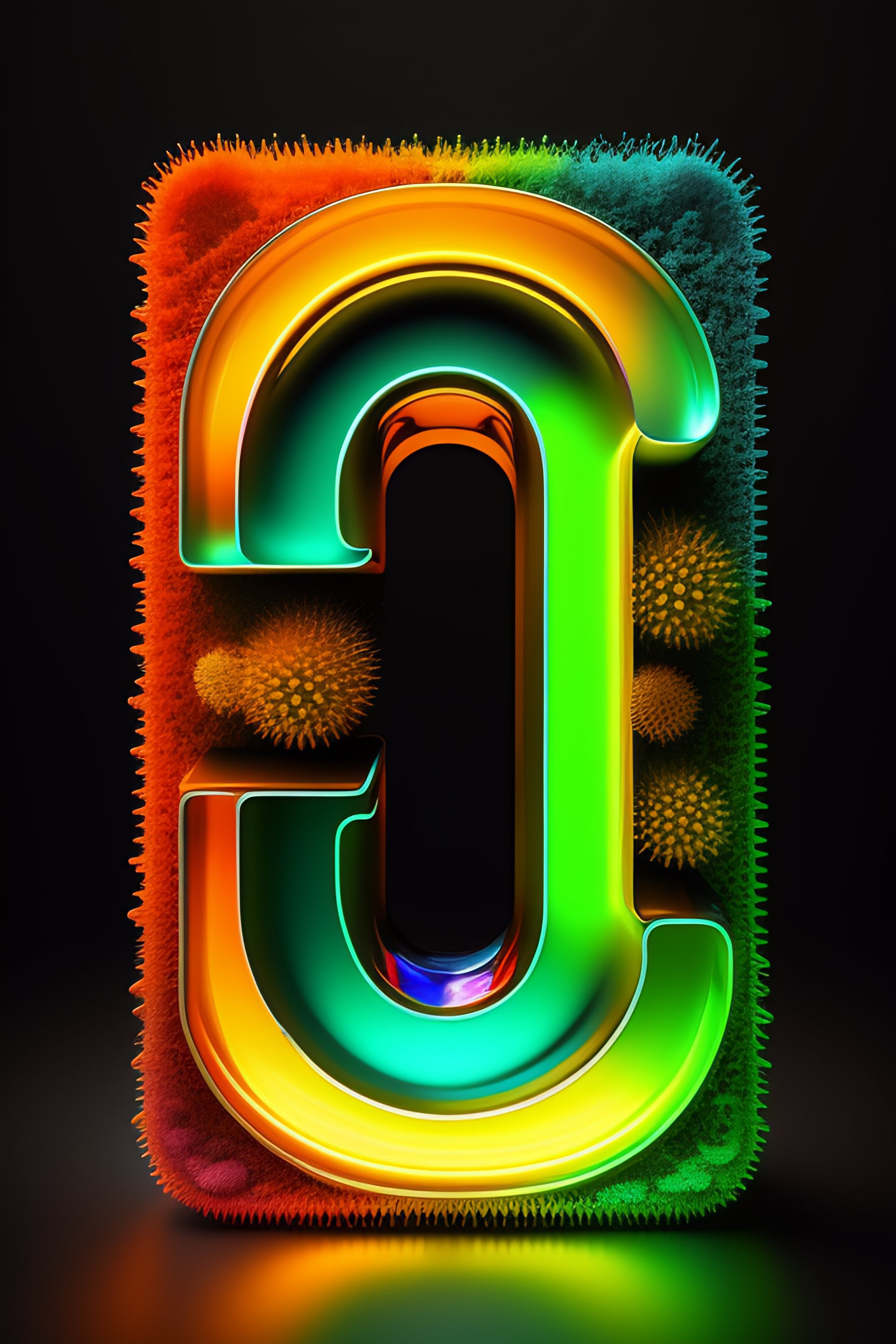 Lexica - 3d typography made of ferrofluid, letter “A”, with neon color ...