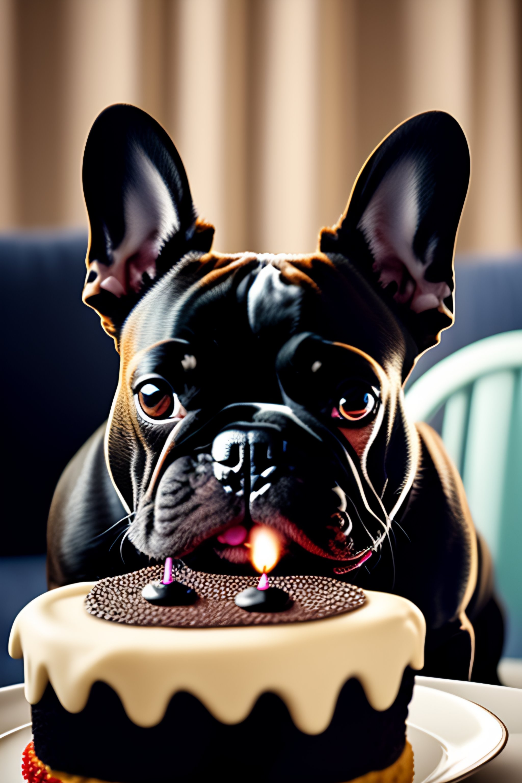 Lexica - Happy face black and white french bulldog blow out the candles ...