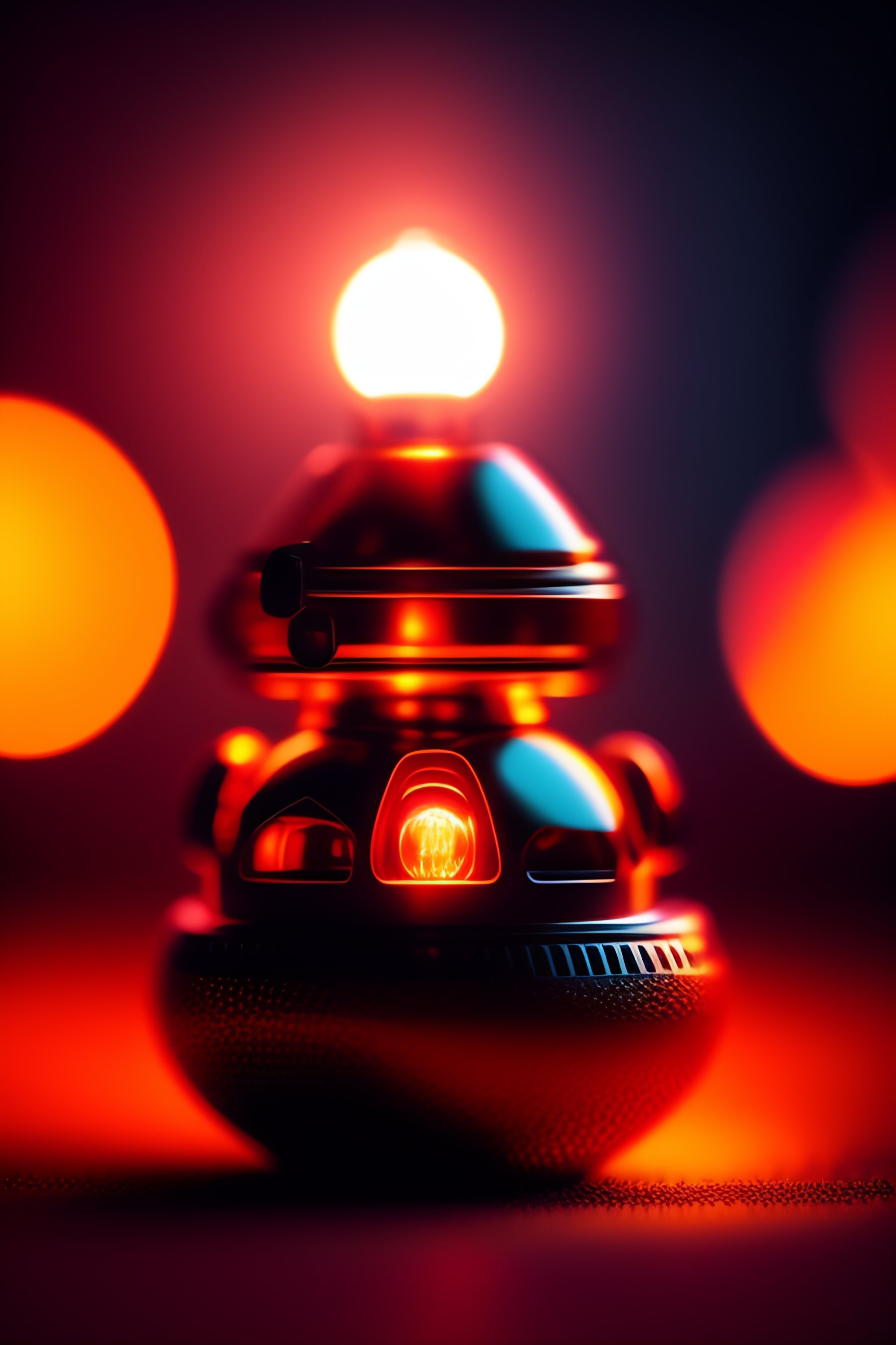 Lexica - Macro, level ground tiny robot shooting a lighting red beam, 4k