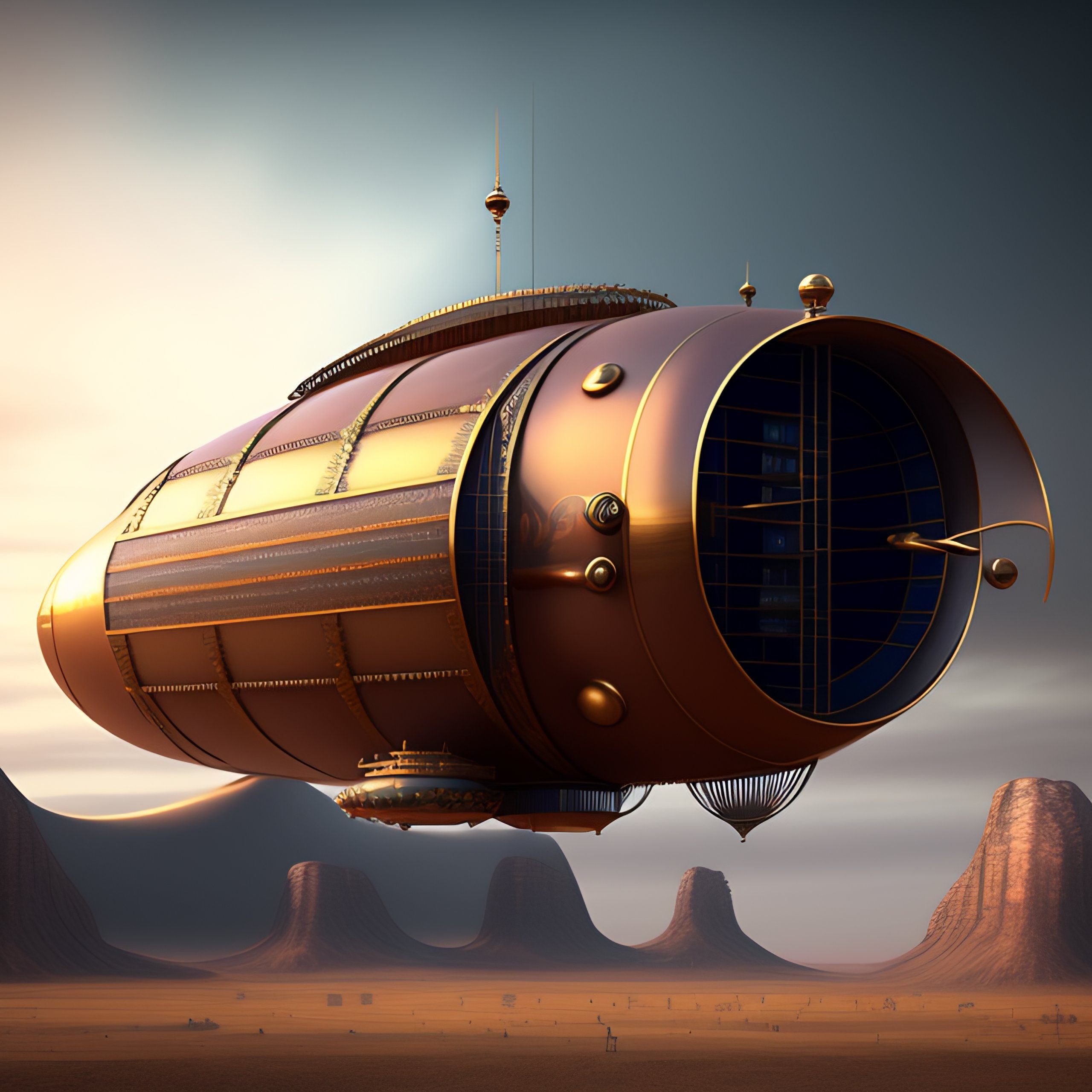 Lexica - Rusky steampunk zeppelin, c4d render, environmental scene ...