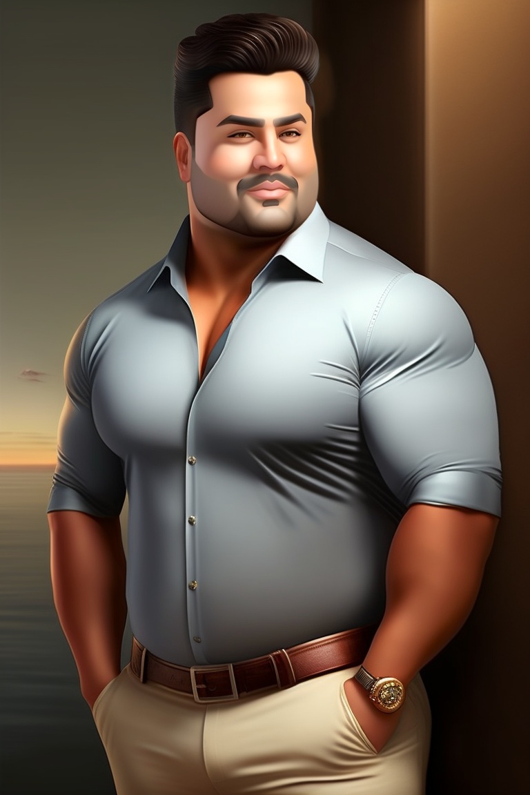 Lexica - Fat man, short black hair, round face, short guy, straight ...