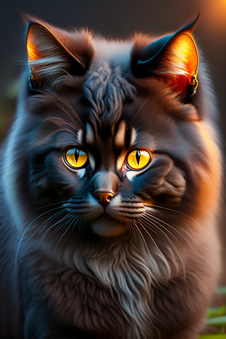Lexica - A poster style stunningly beatifully black main kune cat ...