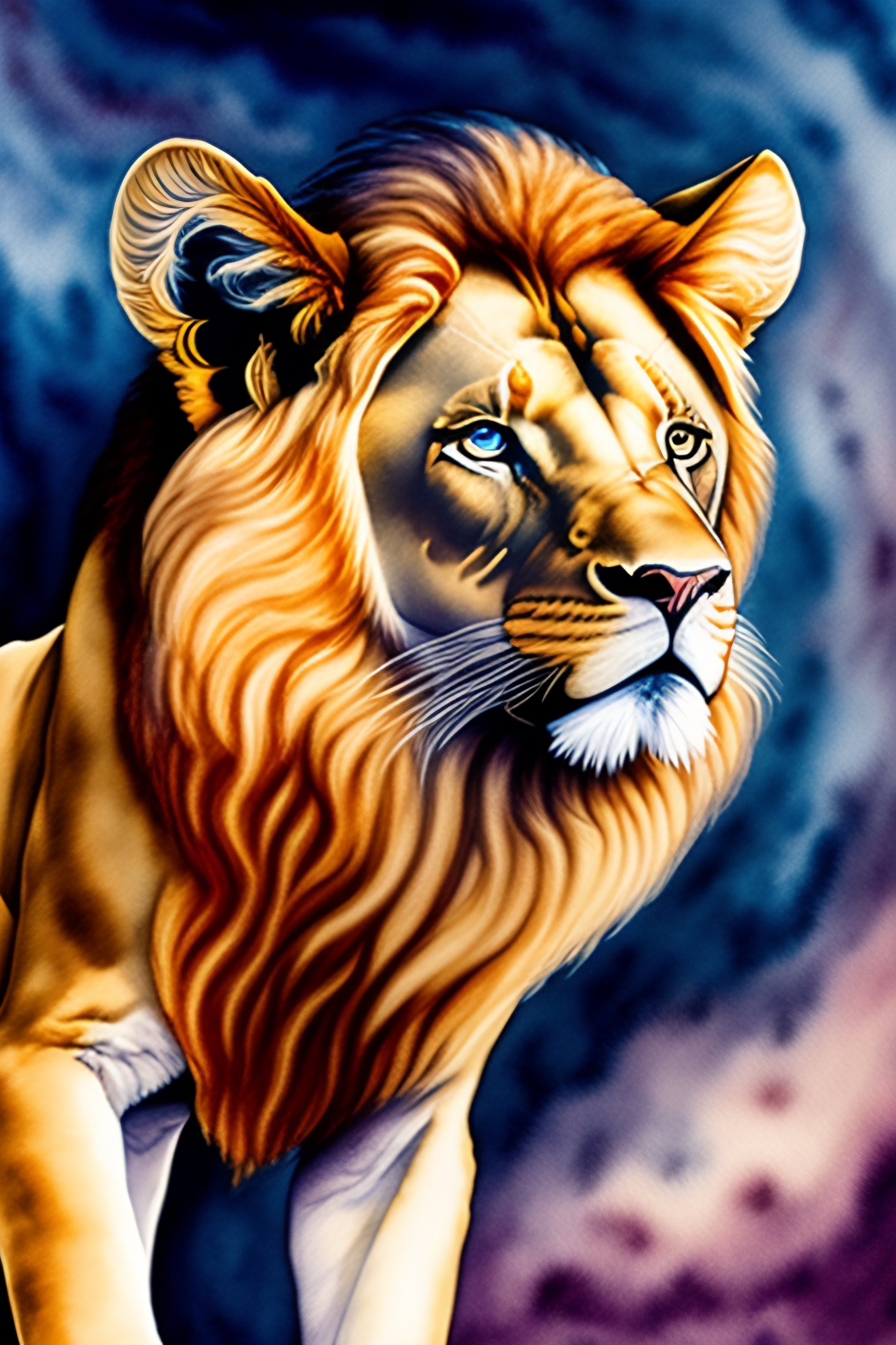 Lexica - Draw me a William Blake style lion in watercolor in outer ...