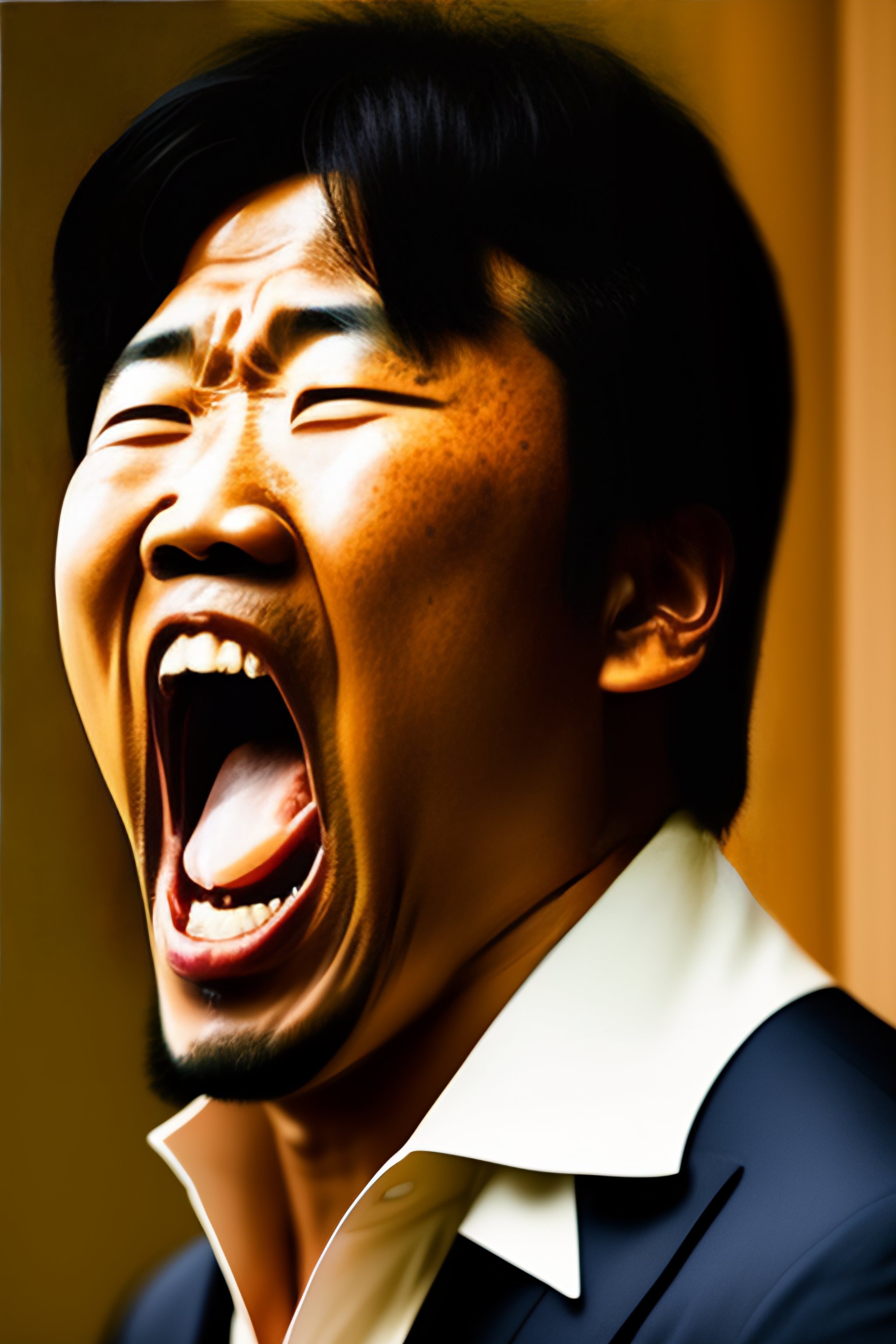 Lexica - Portrait of a asian man screaming