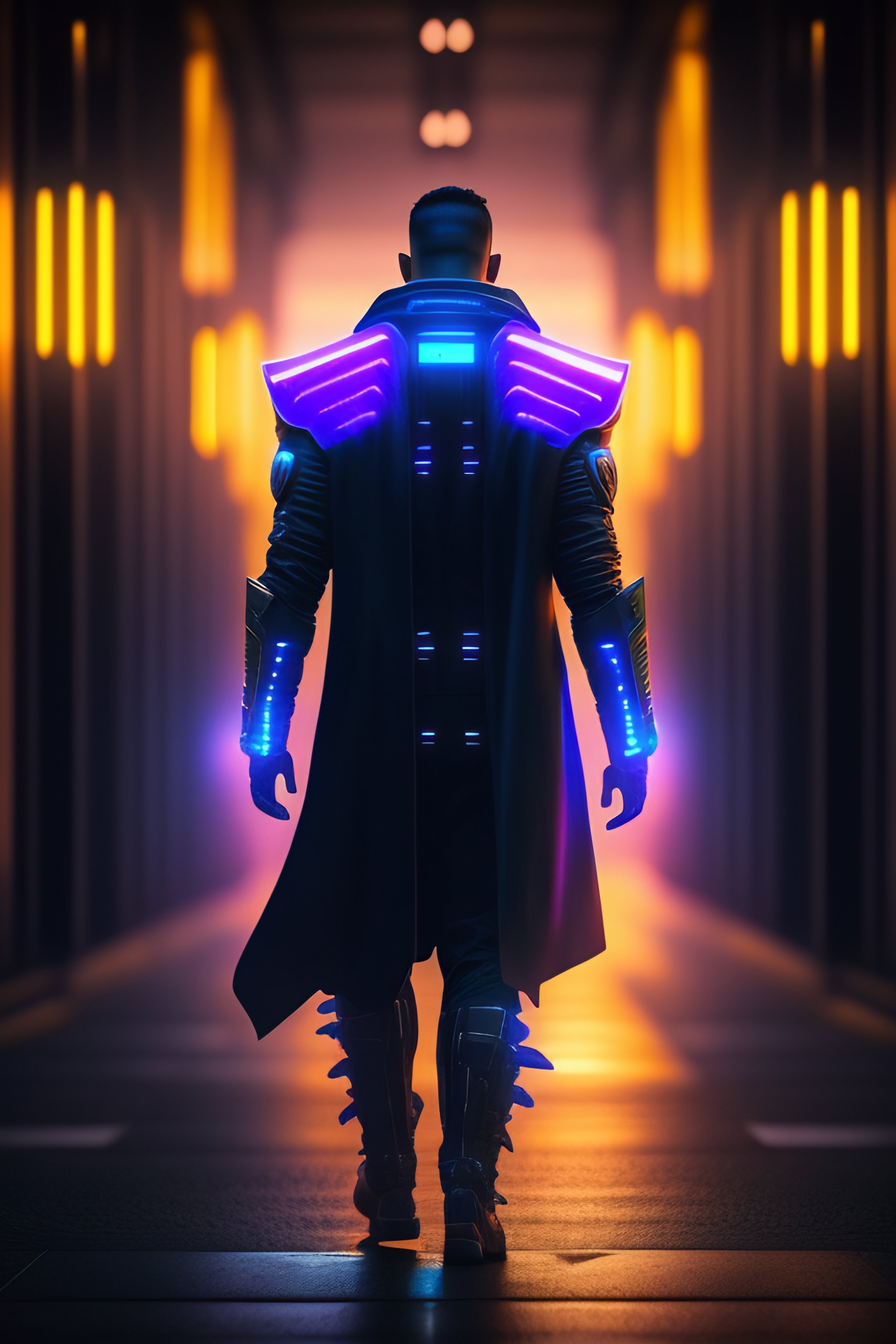 Lexica - A very handsome and realistic cyber punk man walking forward ...