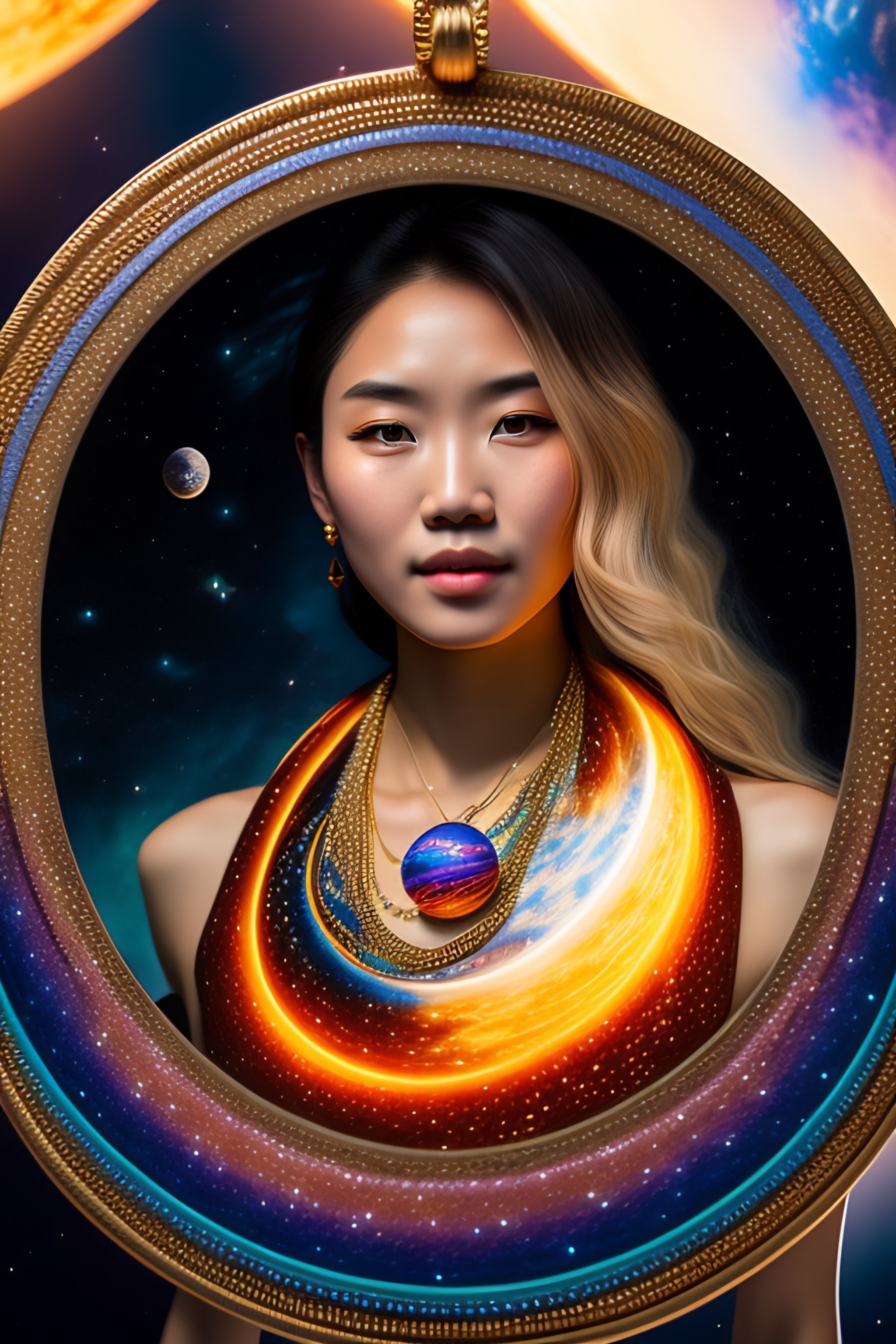 Lexica - Wlop style 18 years old girl beach, wearing a cosmic fabric ...