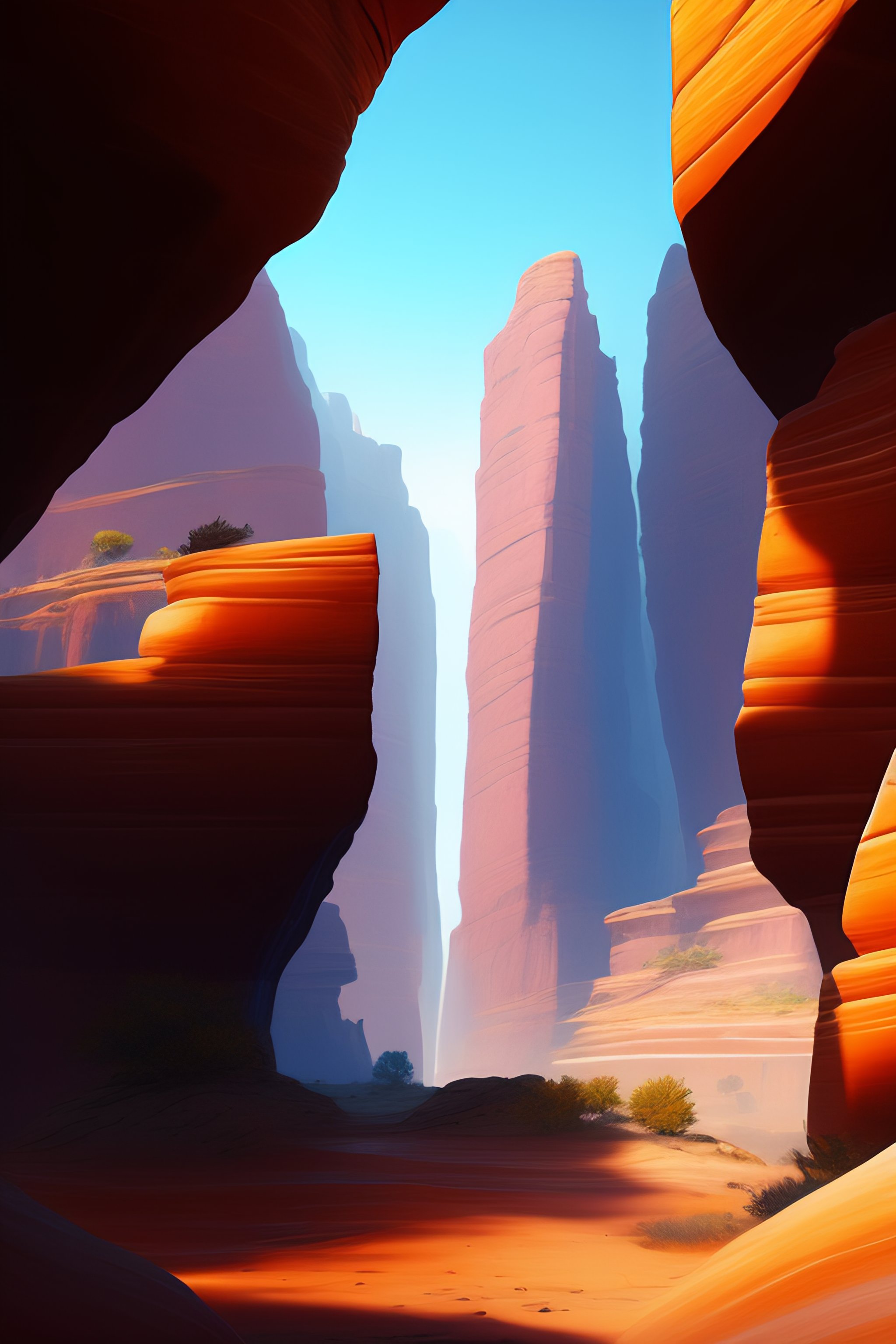 Lexica - View from inside a canyon maze made, giant cracks of an oil ...