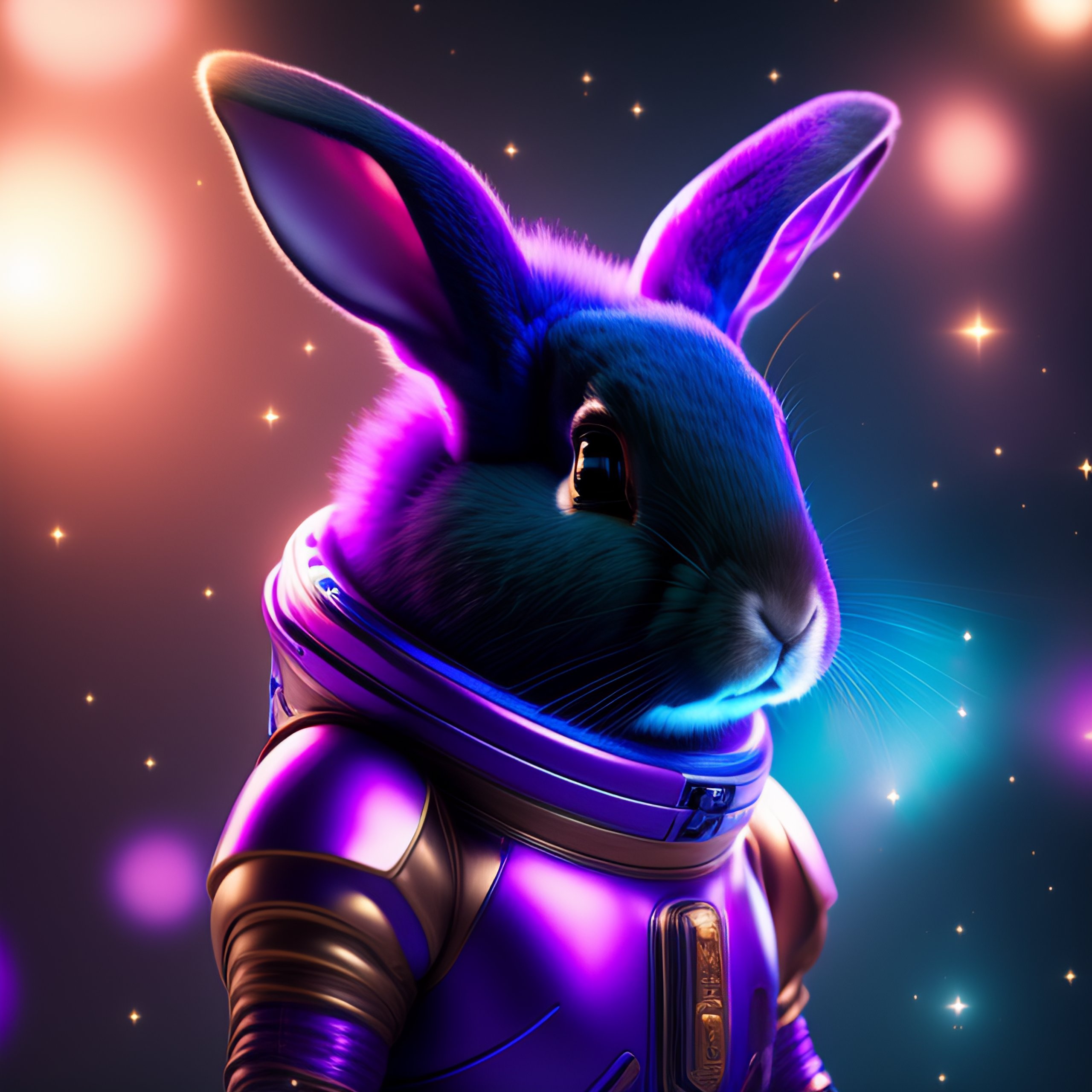 Lexica - A dark purple head Bunny in space suits, surrealism, retro ...