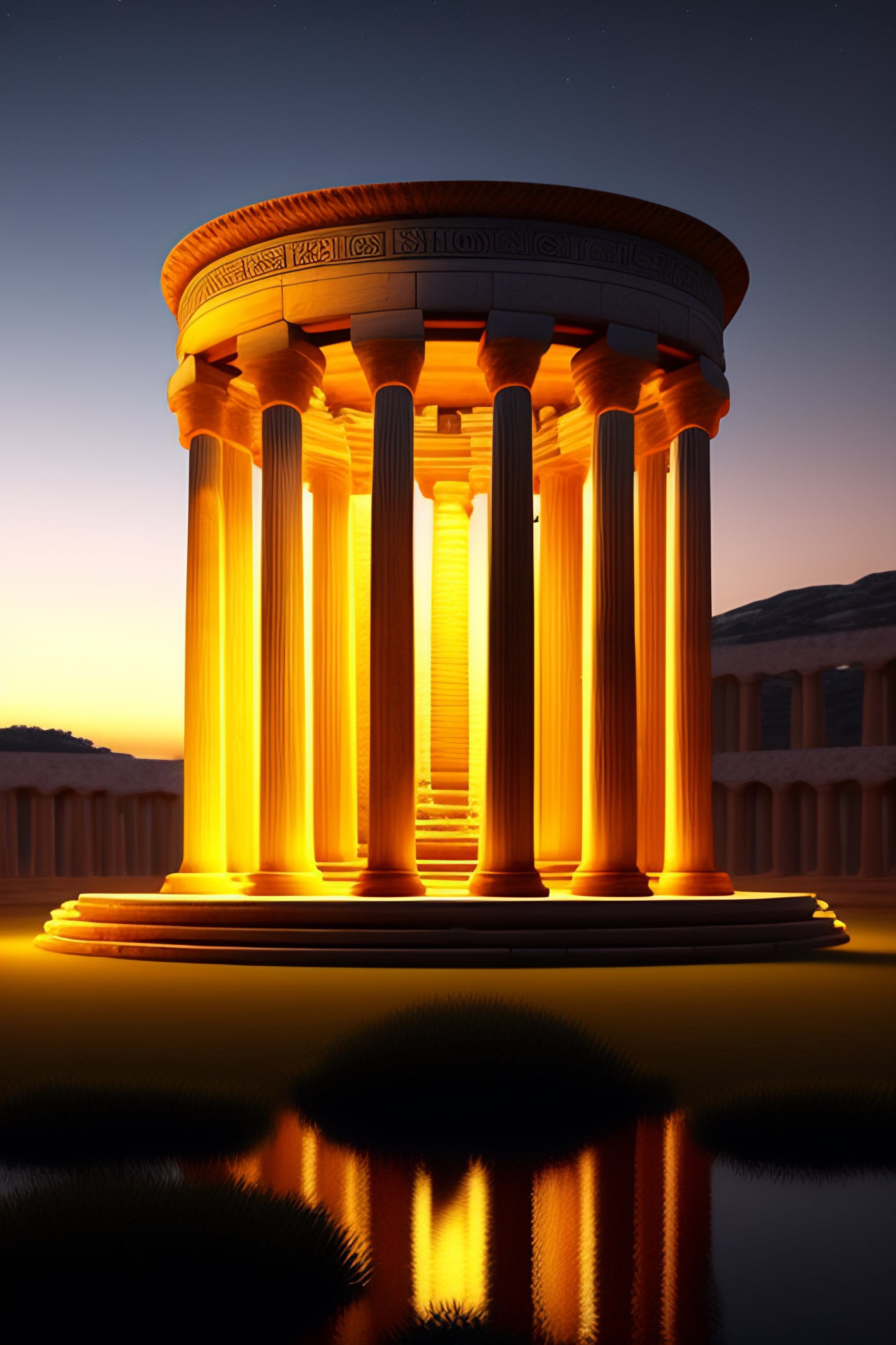 Lexica - Circular agora temple of ancient greece at night leading to ...