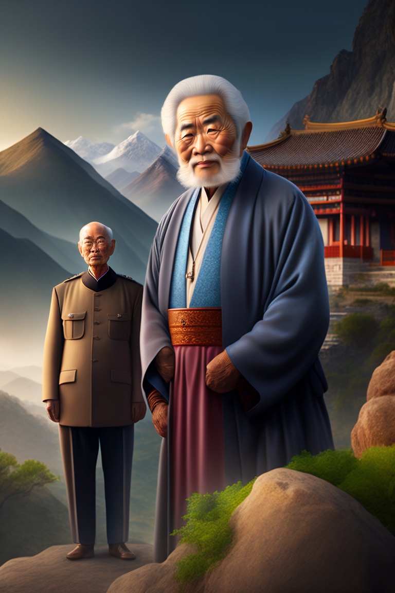 Lexica - Portrait of an old zen master and farmer man in a Chinese ...