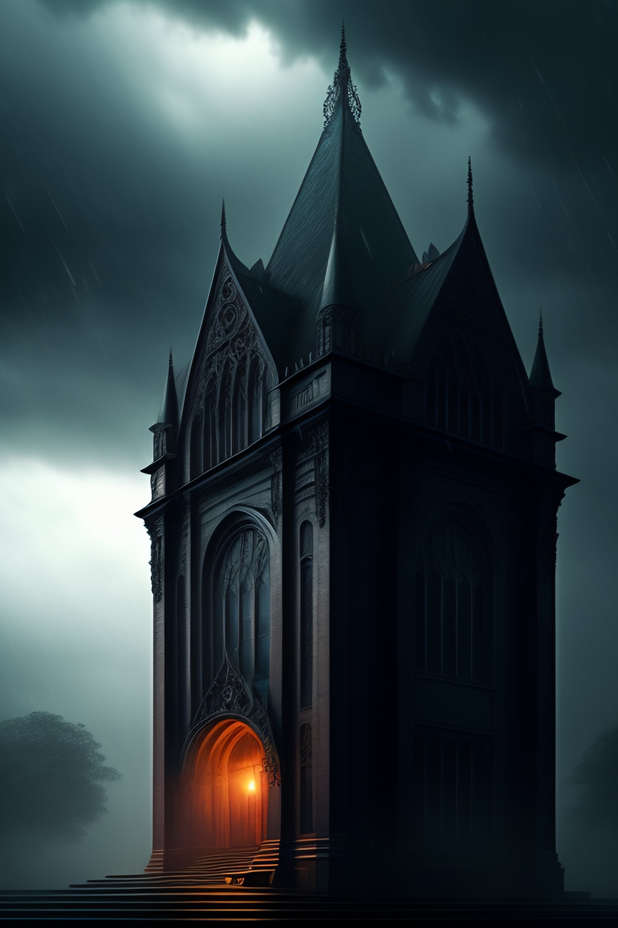 Lexica - Gloomy building in the gothic style, creepy background ...