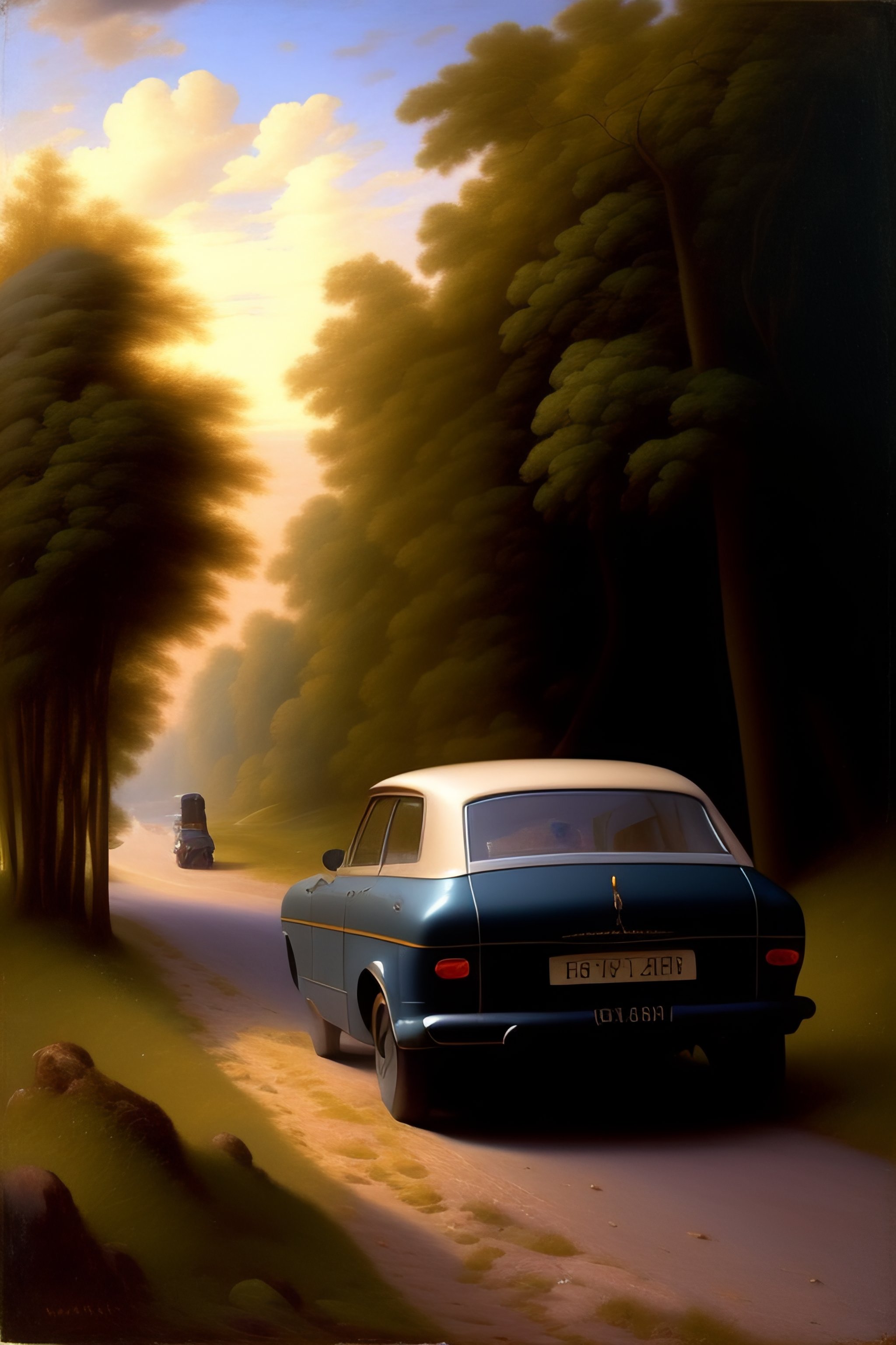 Lexica - Car entering manchester, oil painting by Vermeer, romanticism