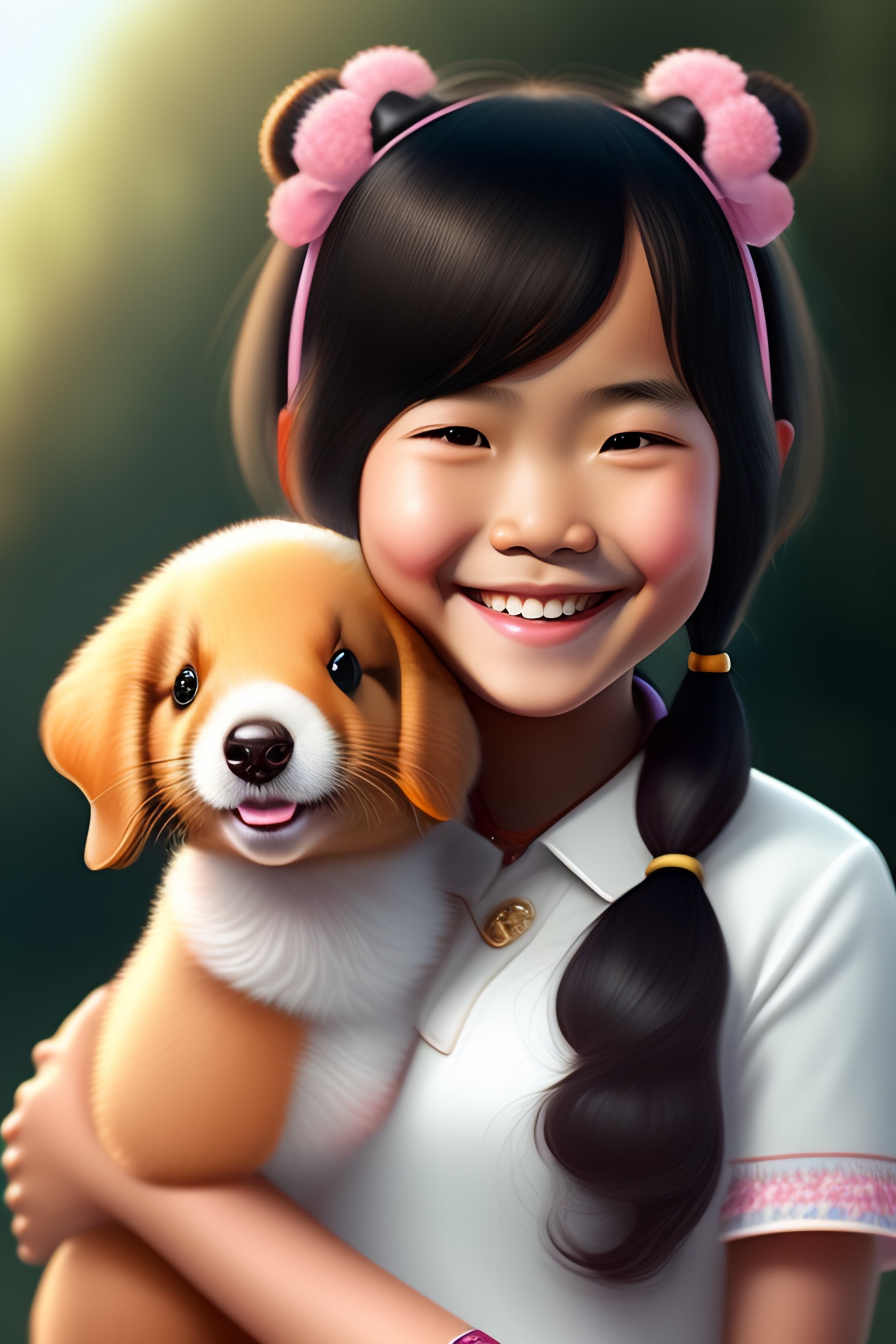 Cute Girl Dog Cartoon