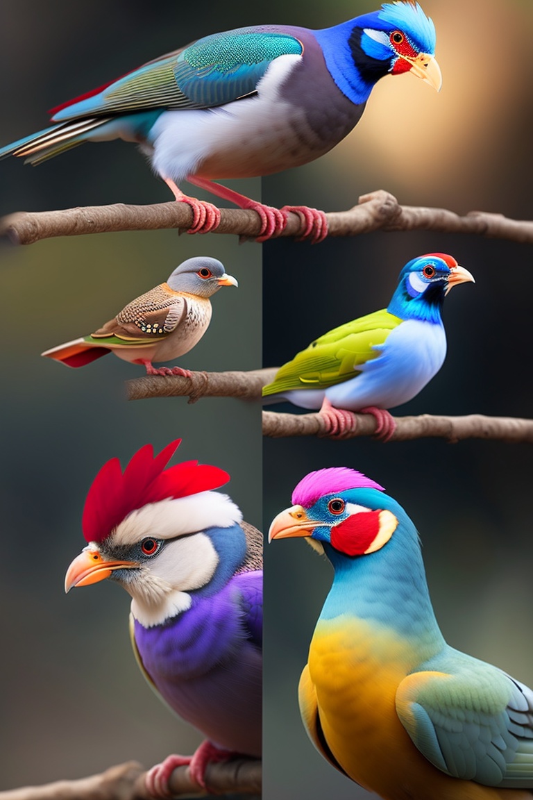 Lexica - Four birds, chicken, peacock, gid, pigeon