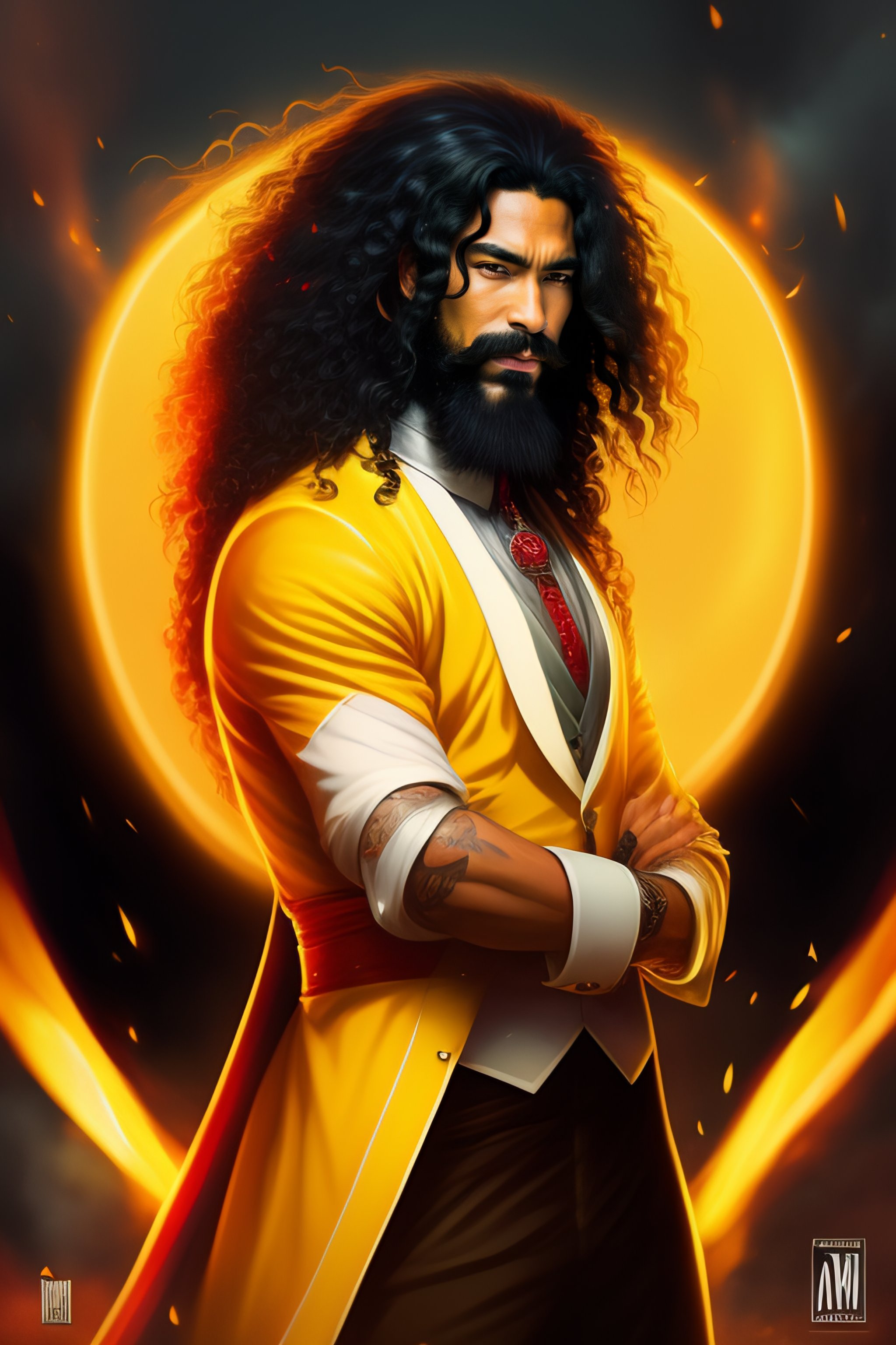 Lexica - Anime warrior king, latin American42 years old, black long ...