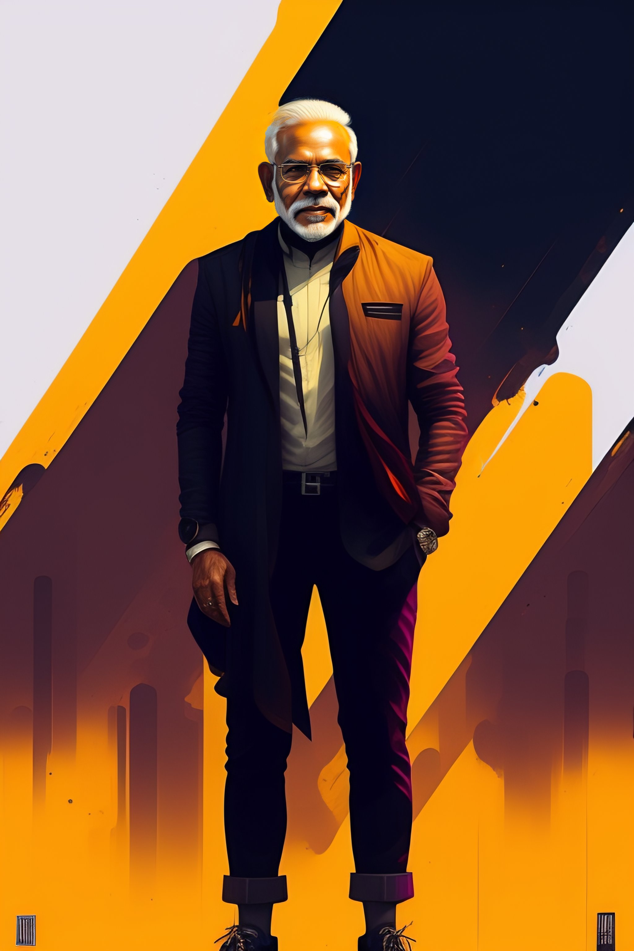 Lexica - Full body highly detailed portrait of narendra modi by atey ...