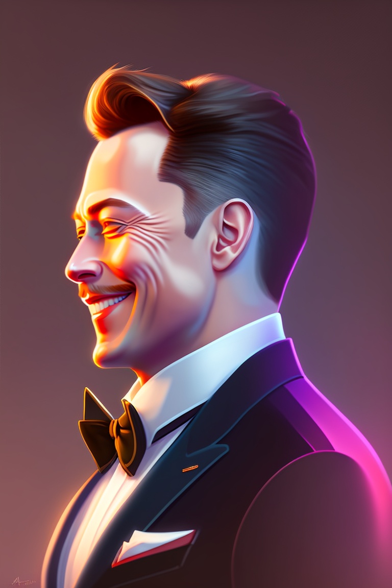 Lexica - Portrait of Elon Musk Looking Directly Smiling, Silhouette ...