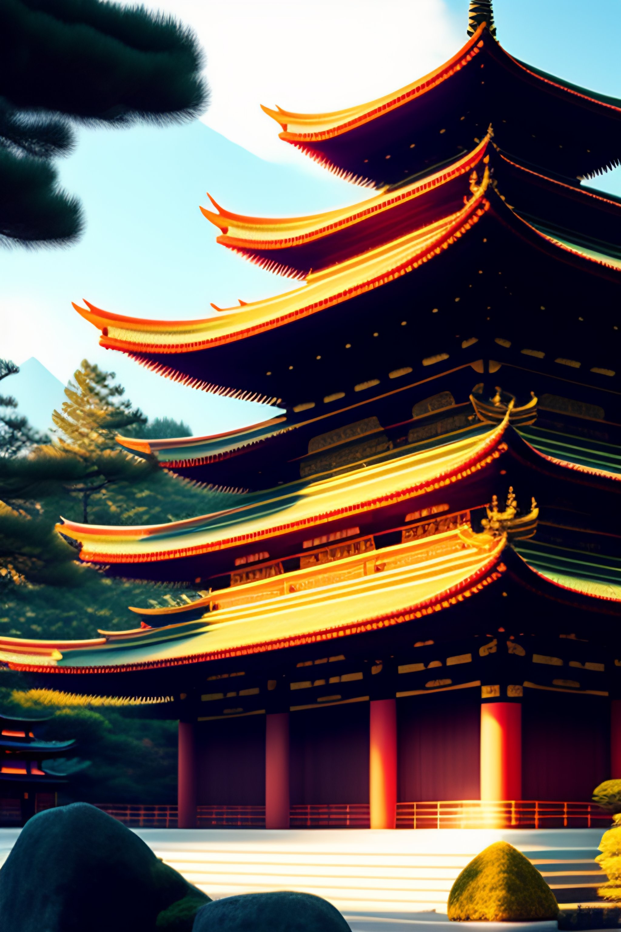 Lexica - Japanese temple arena resembling a tekken background
