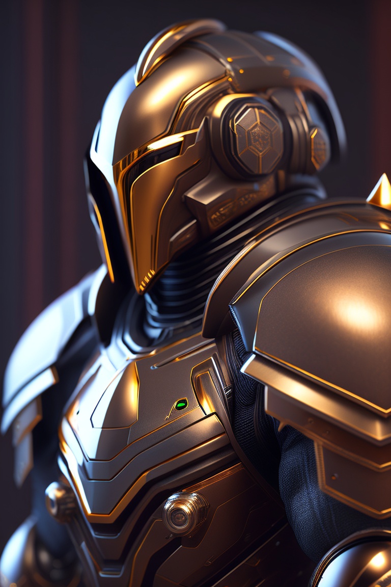 Lexica - A photo of a heavy armored cyber soldier, symmetrical face ...
