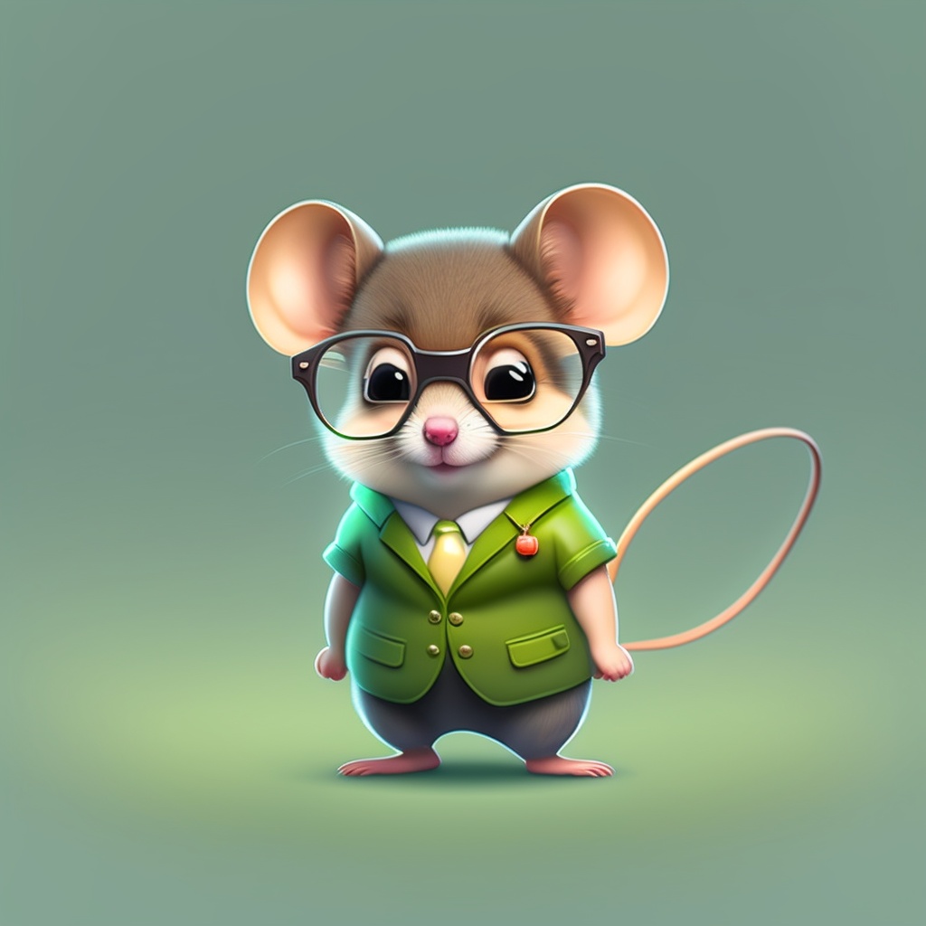 Lexica - A cartoon of a cute mouse, in a teacher character wearing ...