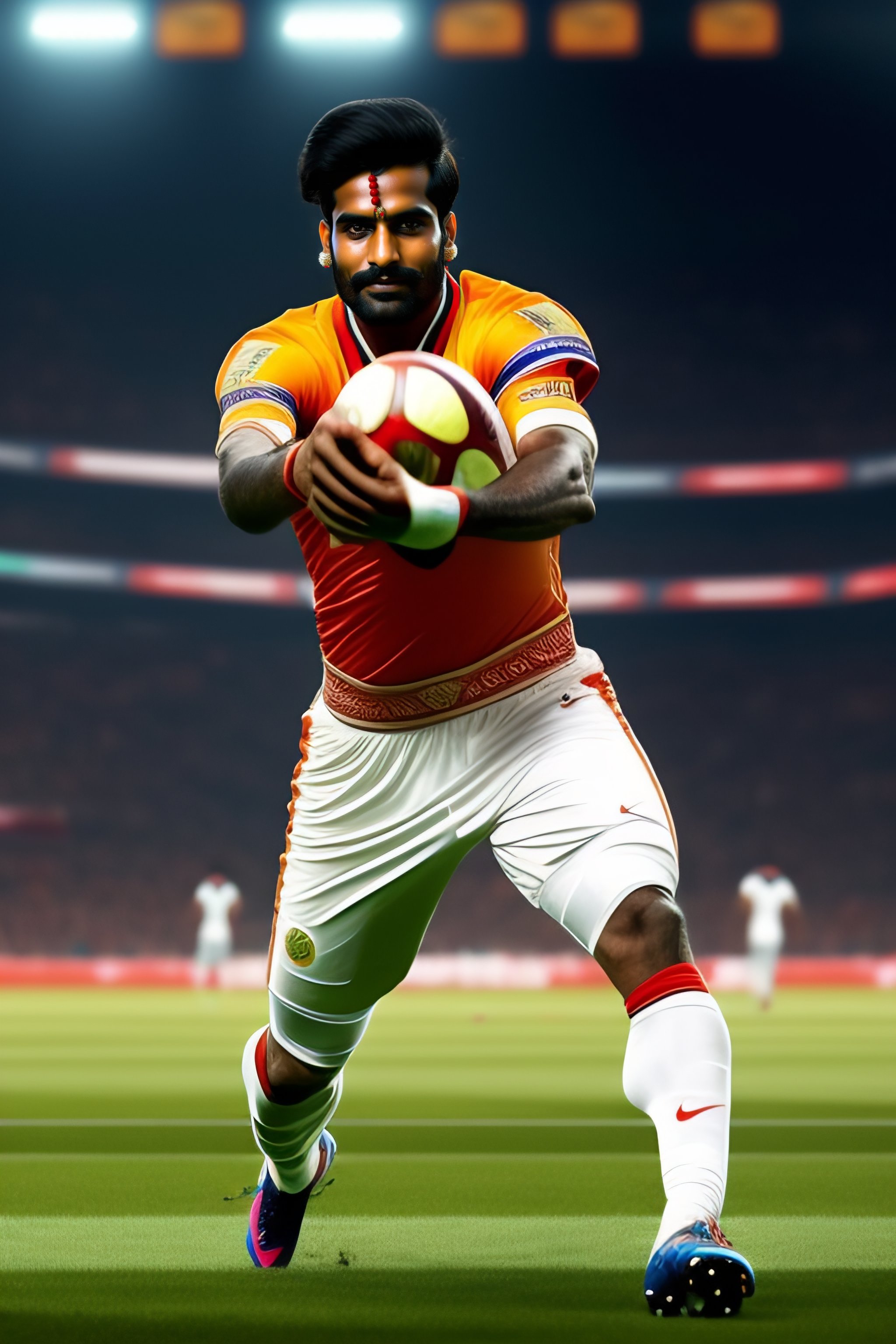 Lexica - Indian Hindu Punjabi male wearing traditional dress throwing a ...