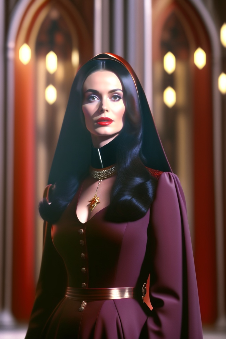 Lexica - Nun, wearing form fitting habit, gorgeous, morticia adams ...