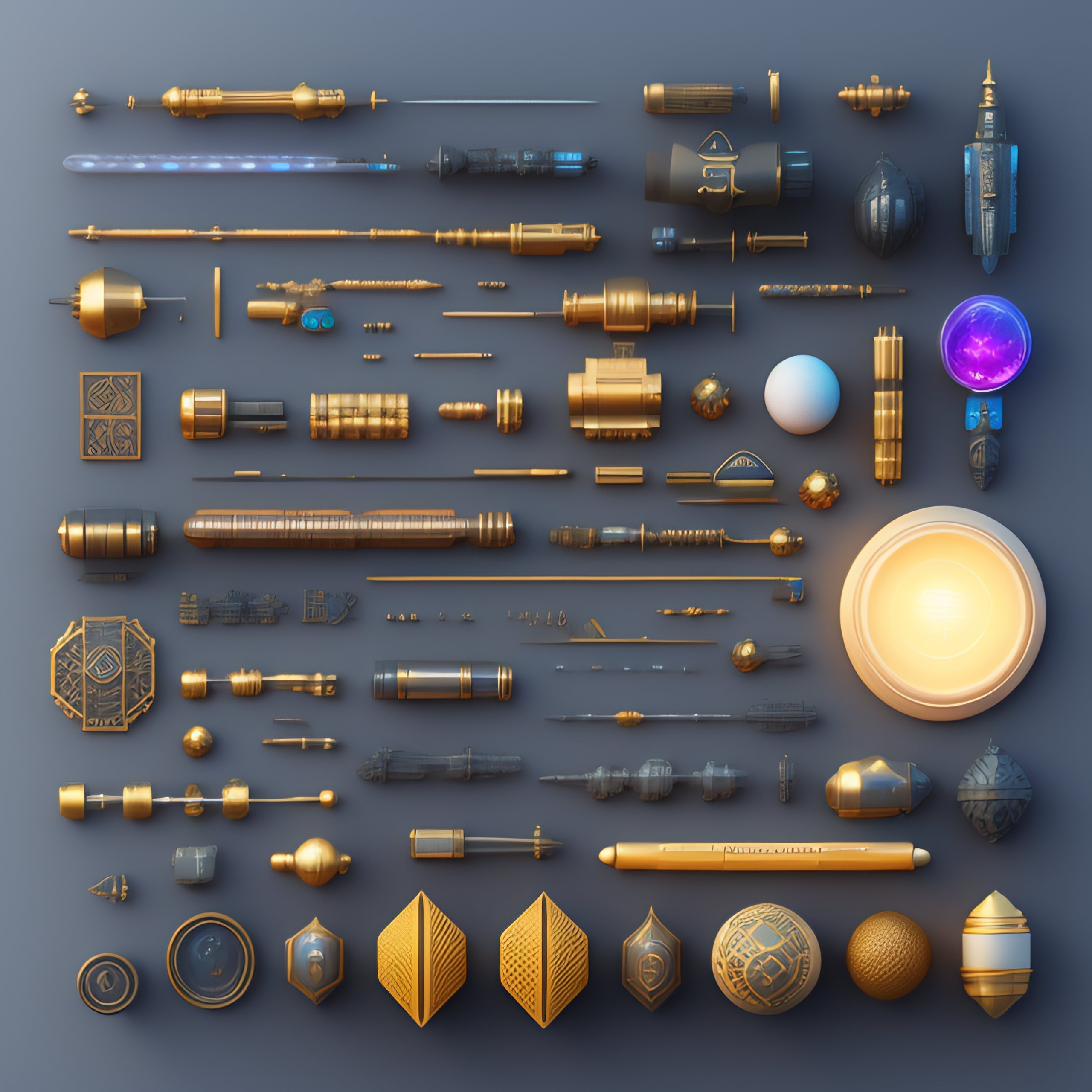 Lexica - Futuristic magical devices, Costumes and props, Knolling ...