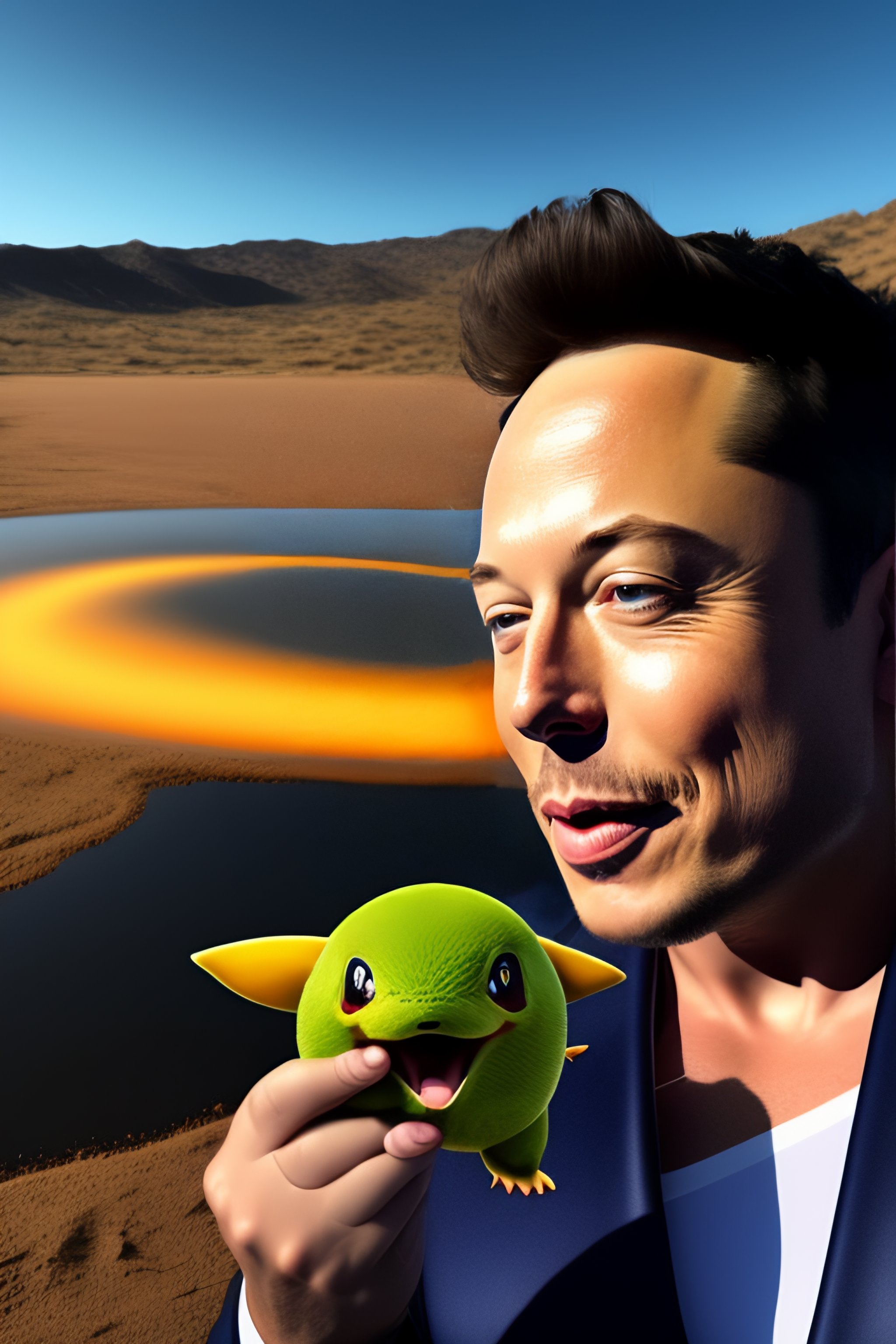 Lexica - A photo of elon musk eating a pokemon