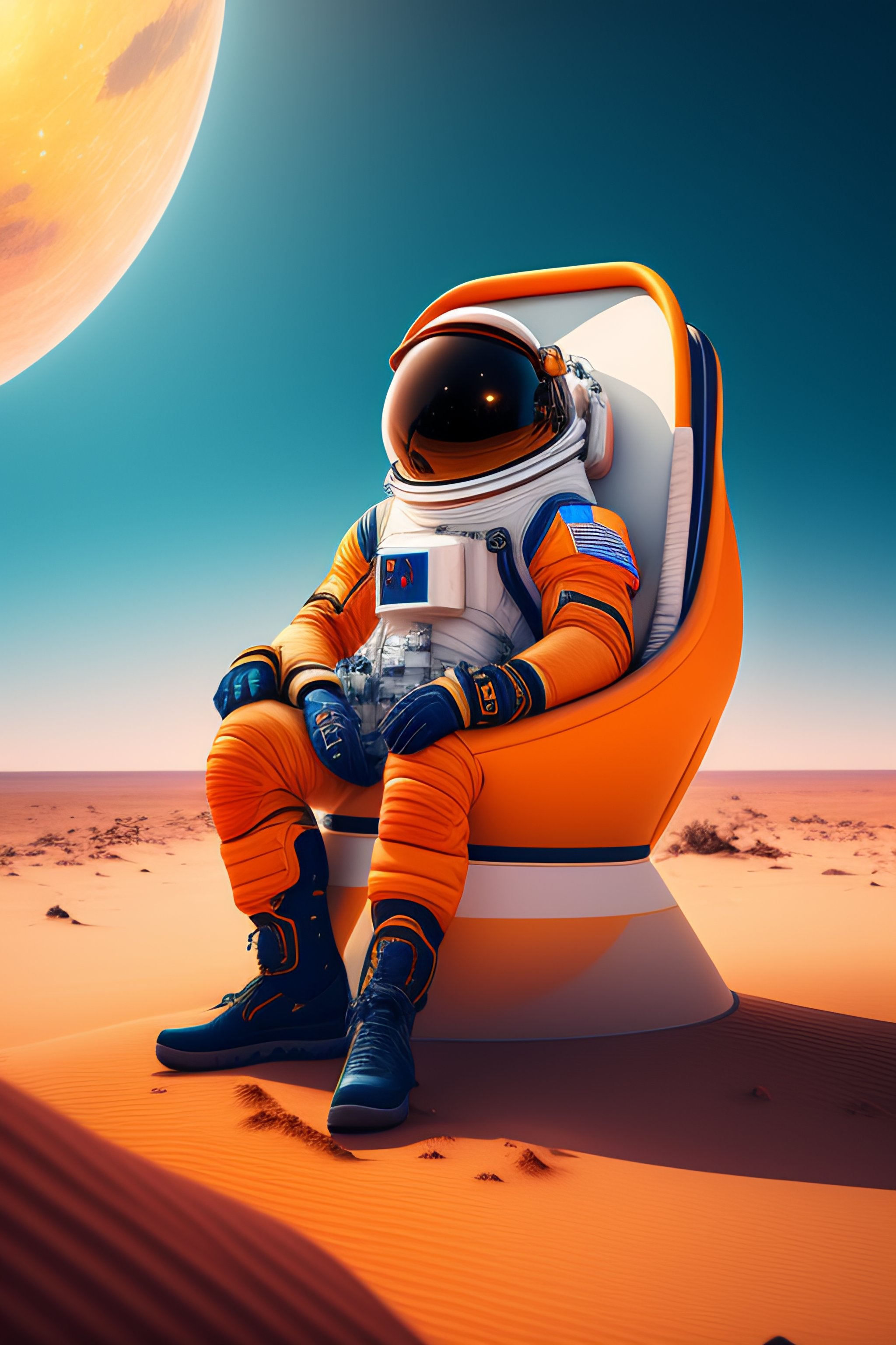 Lexica - An astronaut resting on mars in a beach chair, vibrant ...
