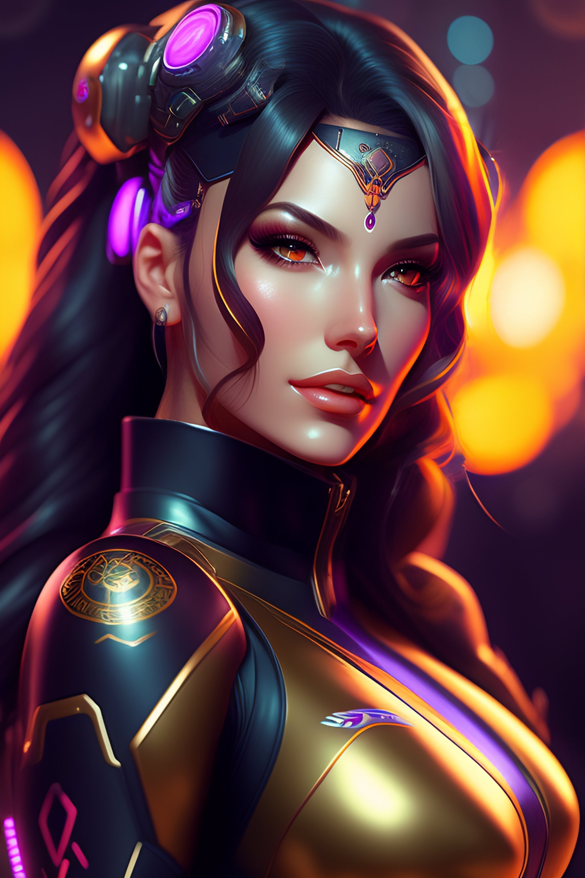 Lexica - Symmetry portrait of dva from overwatch, closeup, sci - fi ...