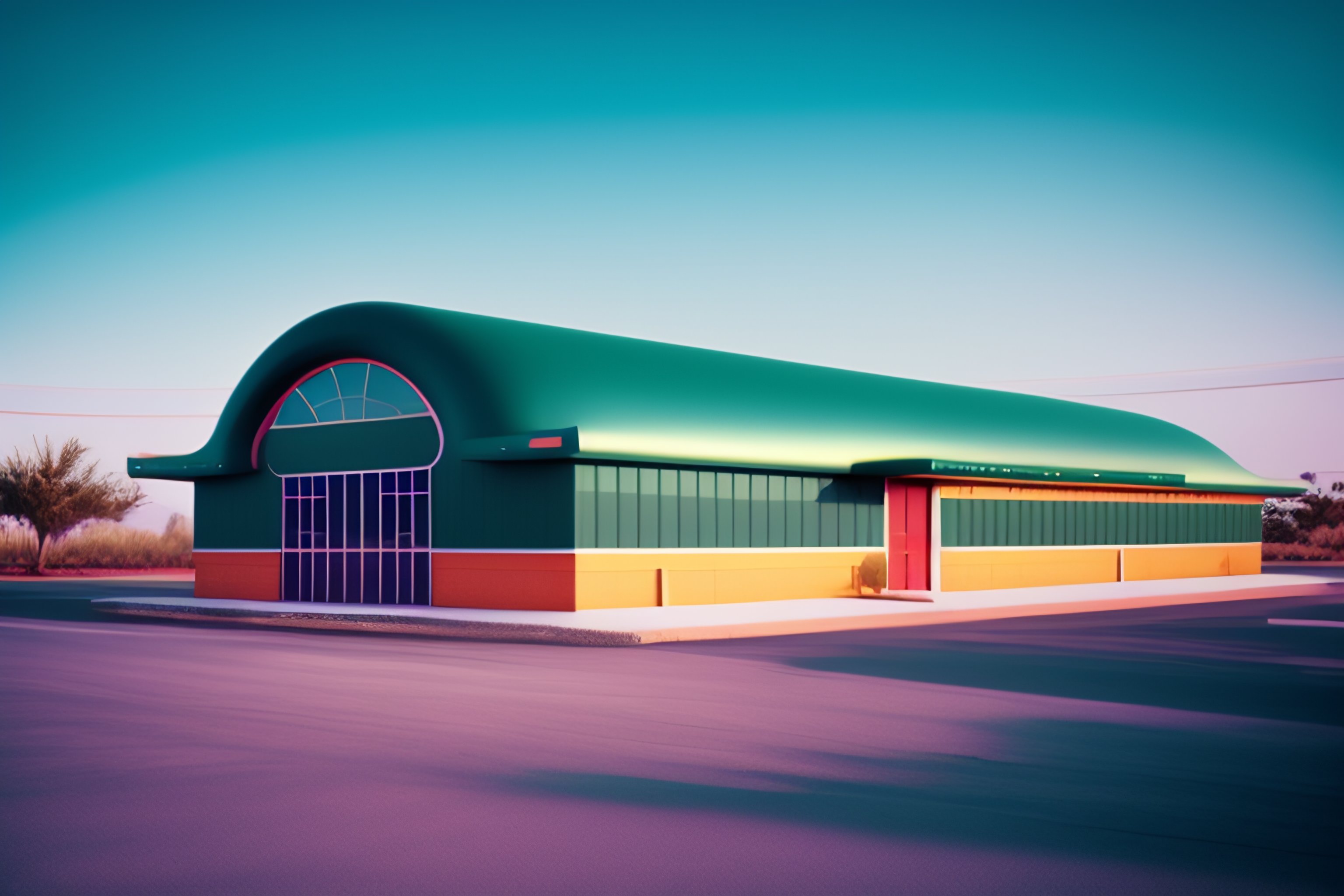 Lexica - 1954 20 story atomic building, Googie architecture, pastel,in ...