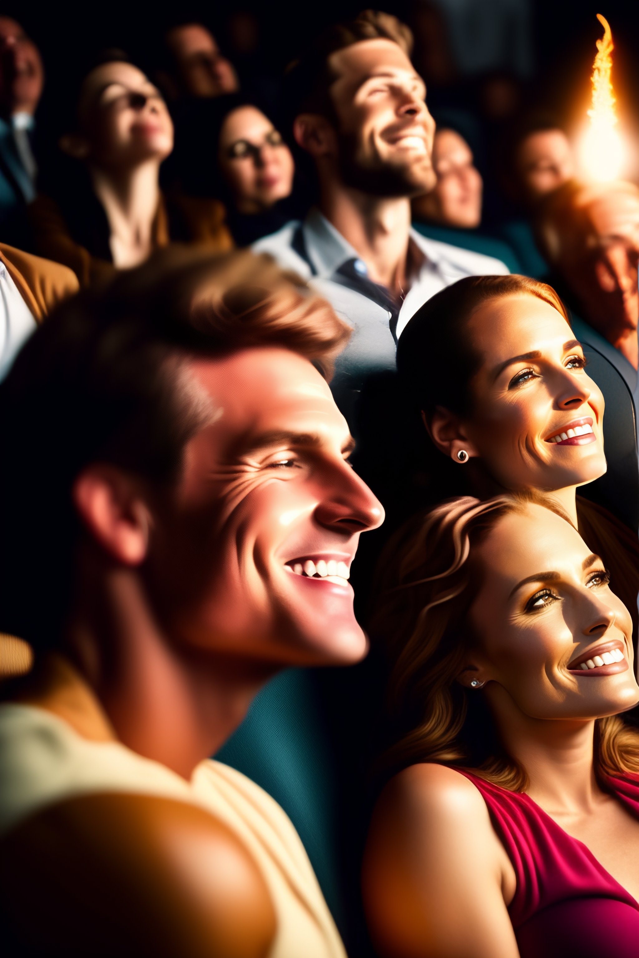 Lexica - A close-up shot of a group of people in the theater watching ...