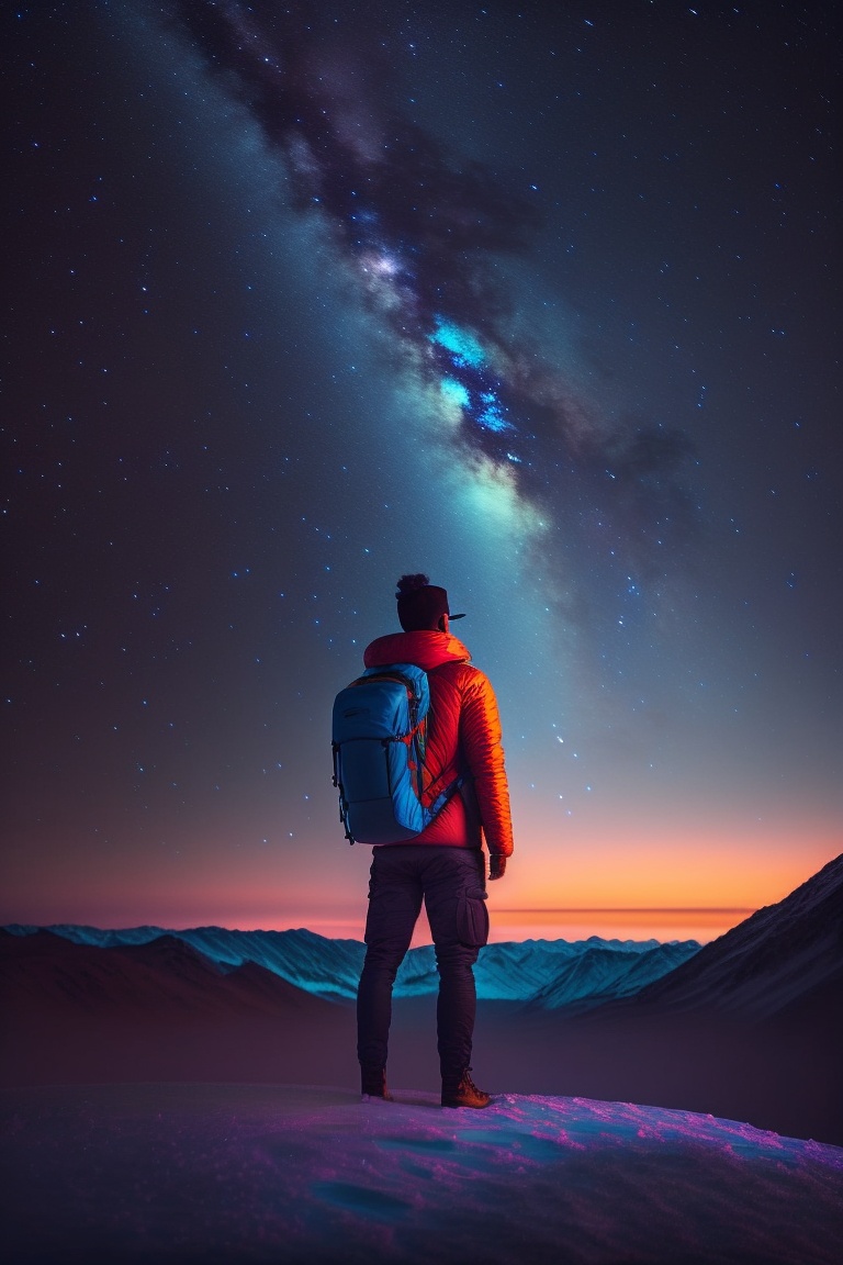 Lexica - The person is now outside, looking up at the sky filled with ...