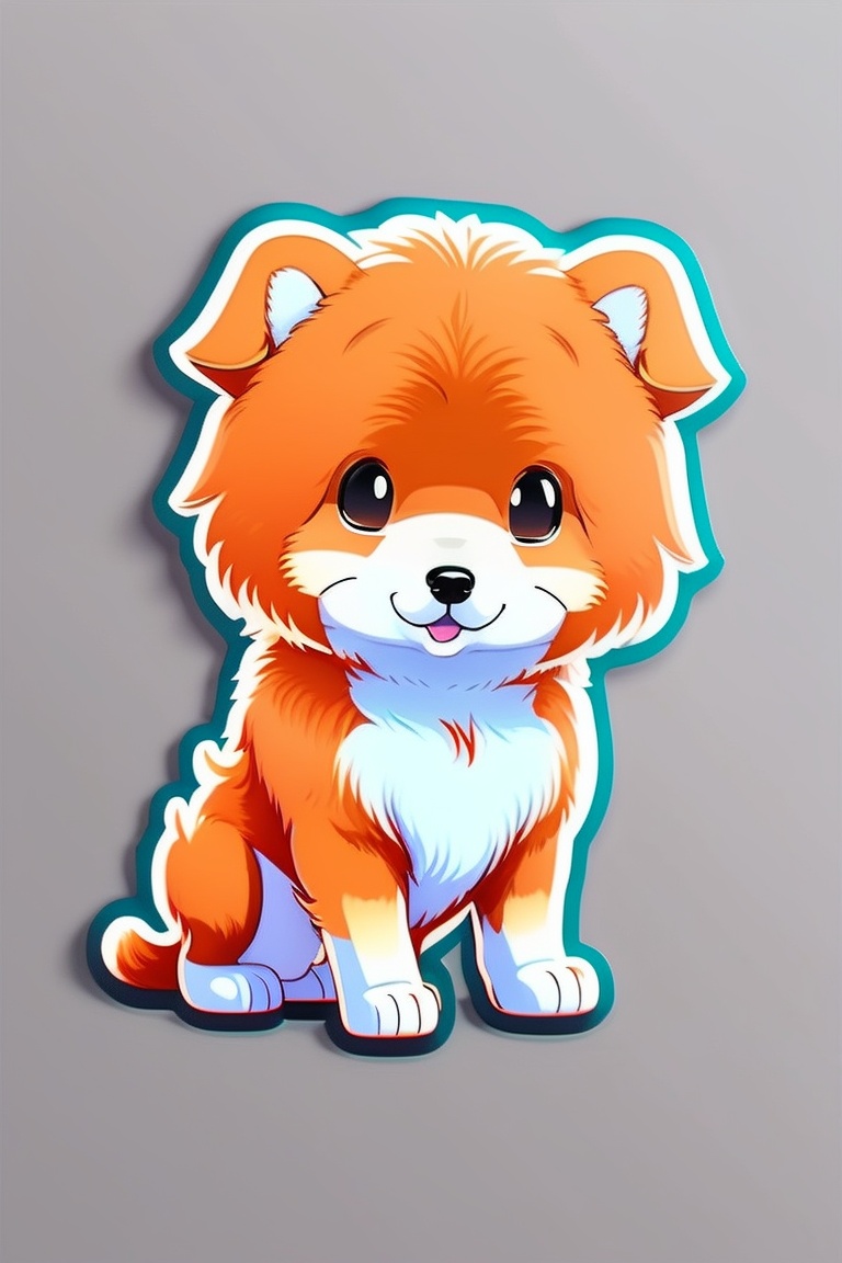Lexica - Cute anime dog sticker, anime style, solid backgound color