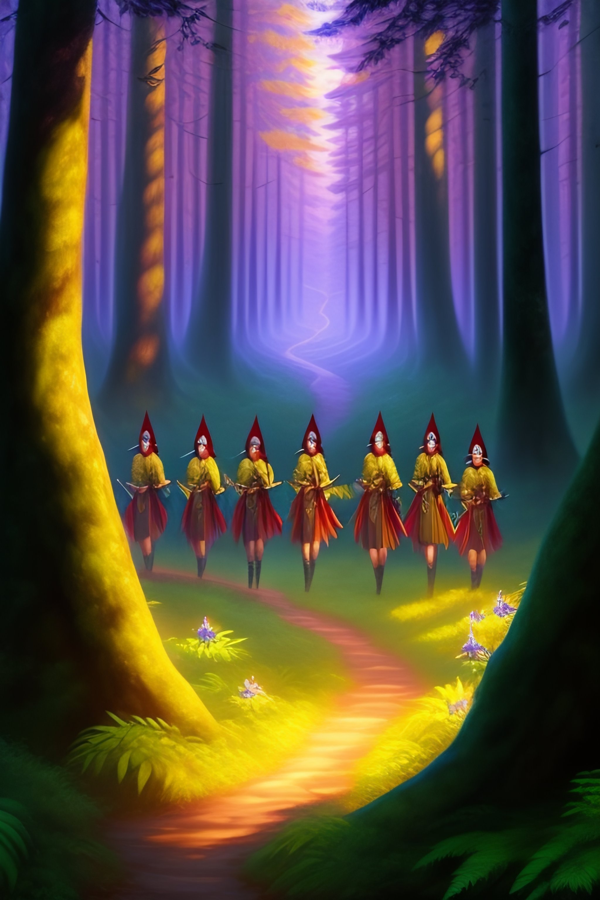 Lexica - An army of Elves marching through a forest with giant trees ...