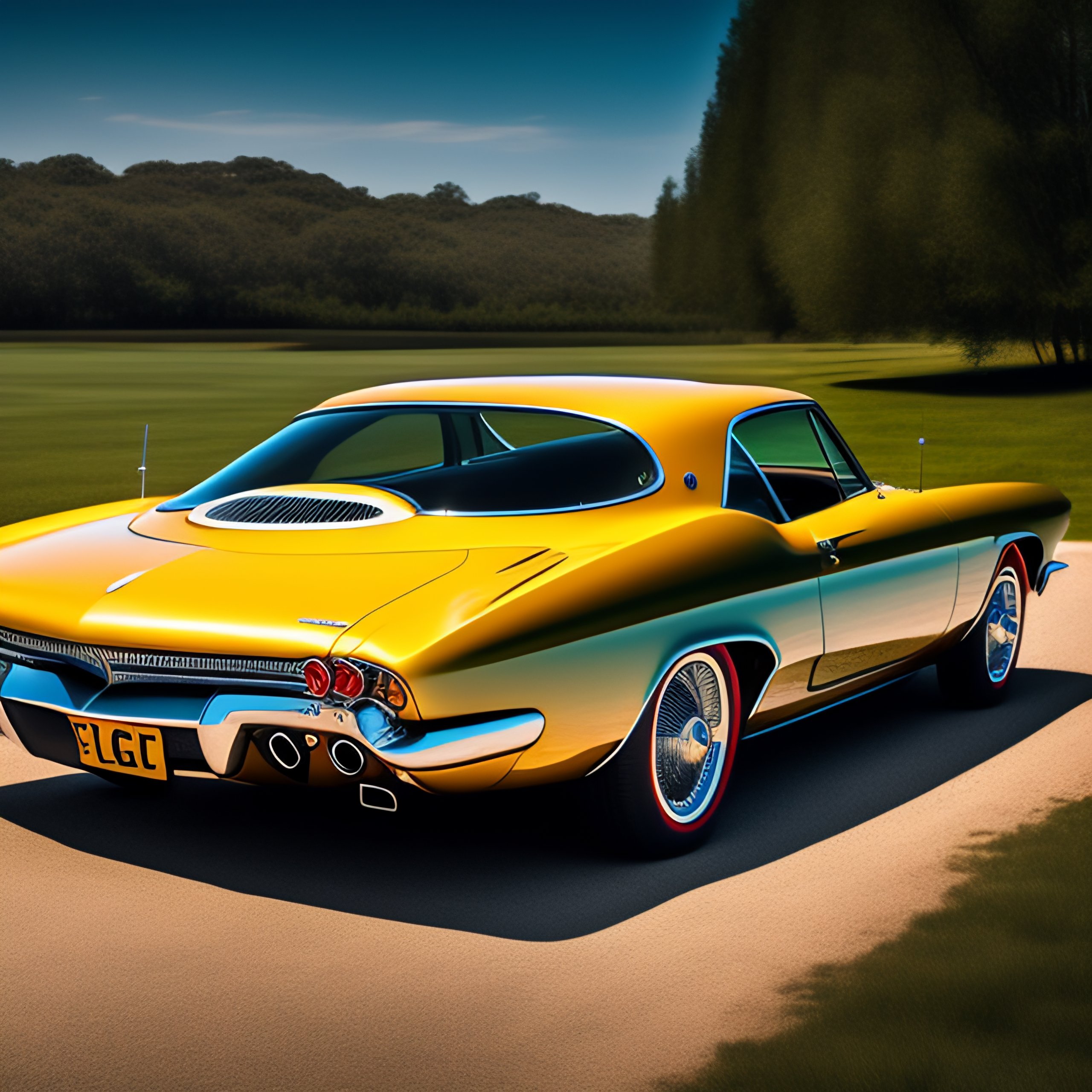 Lexica - 60s car, seen from behind