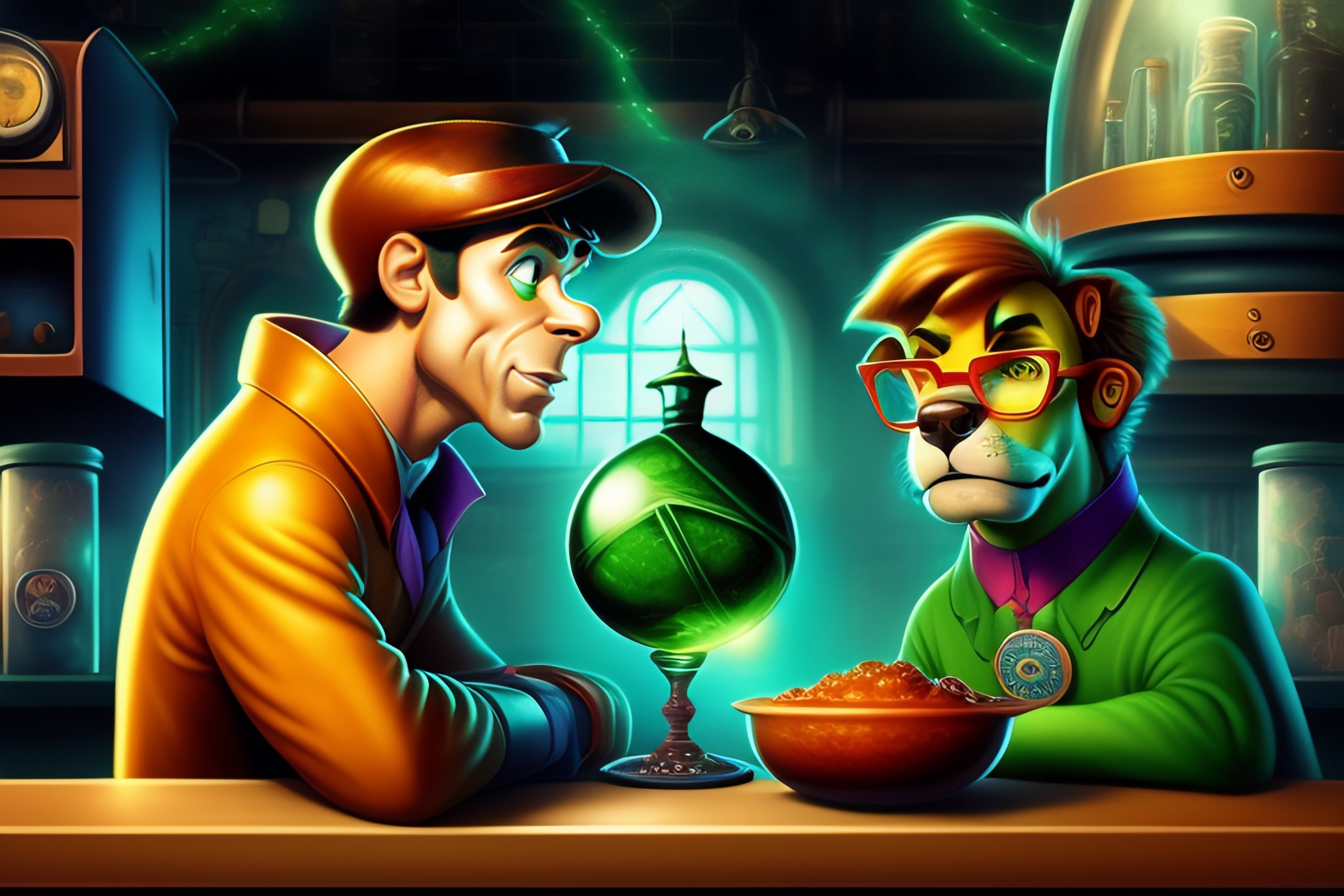 Lexica - A beautiful album cover with Scooby doo and shaggy scared in a ...