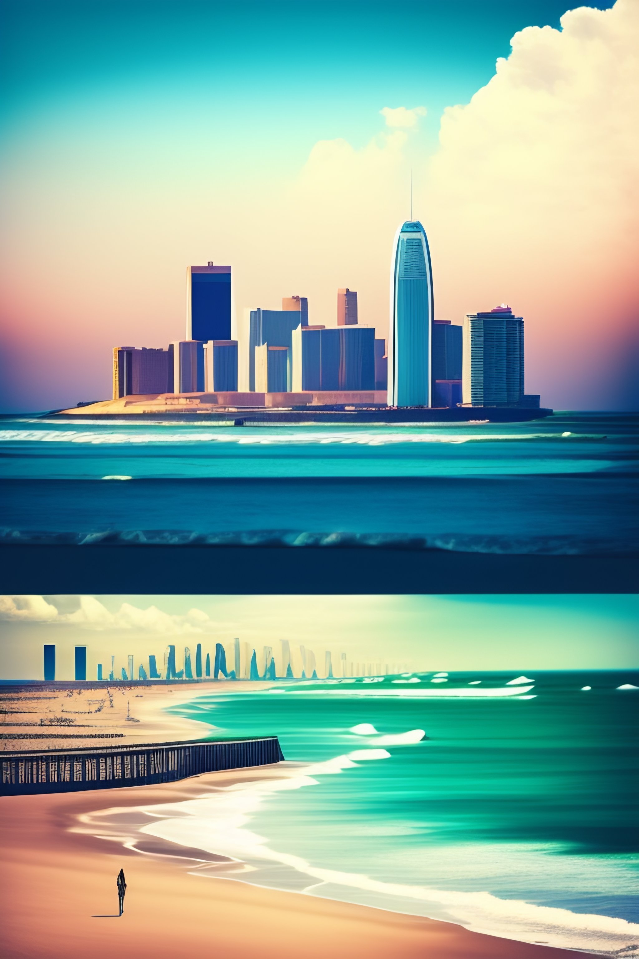 Lexica - In a vector style create an image of Atlantic city including ...