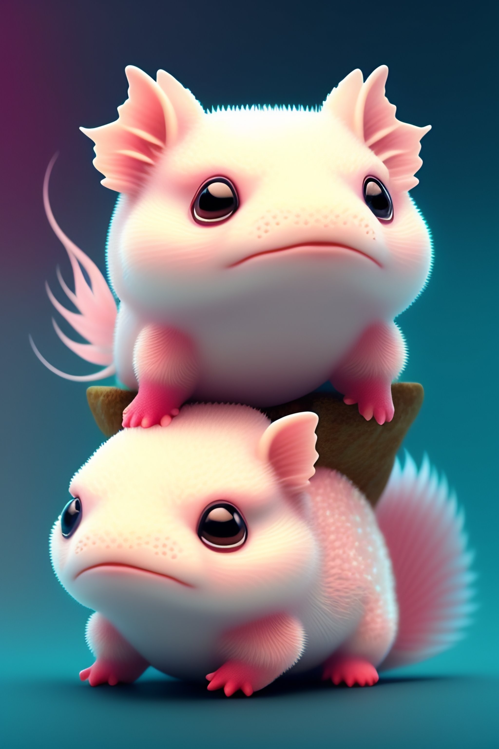 Lexica - CUTE AND ADORABLE CARTOON FLUFFY axolotl, FANTASY, DREAMLIKE ...