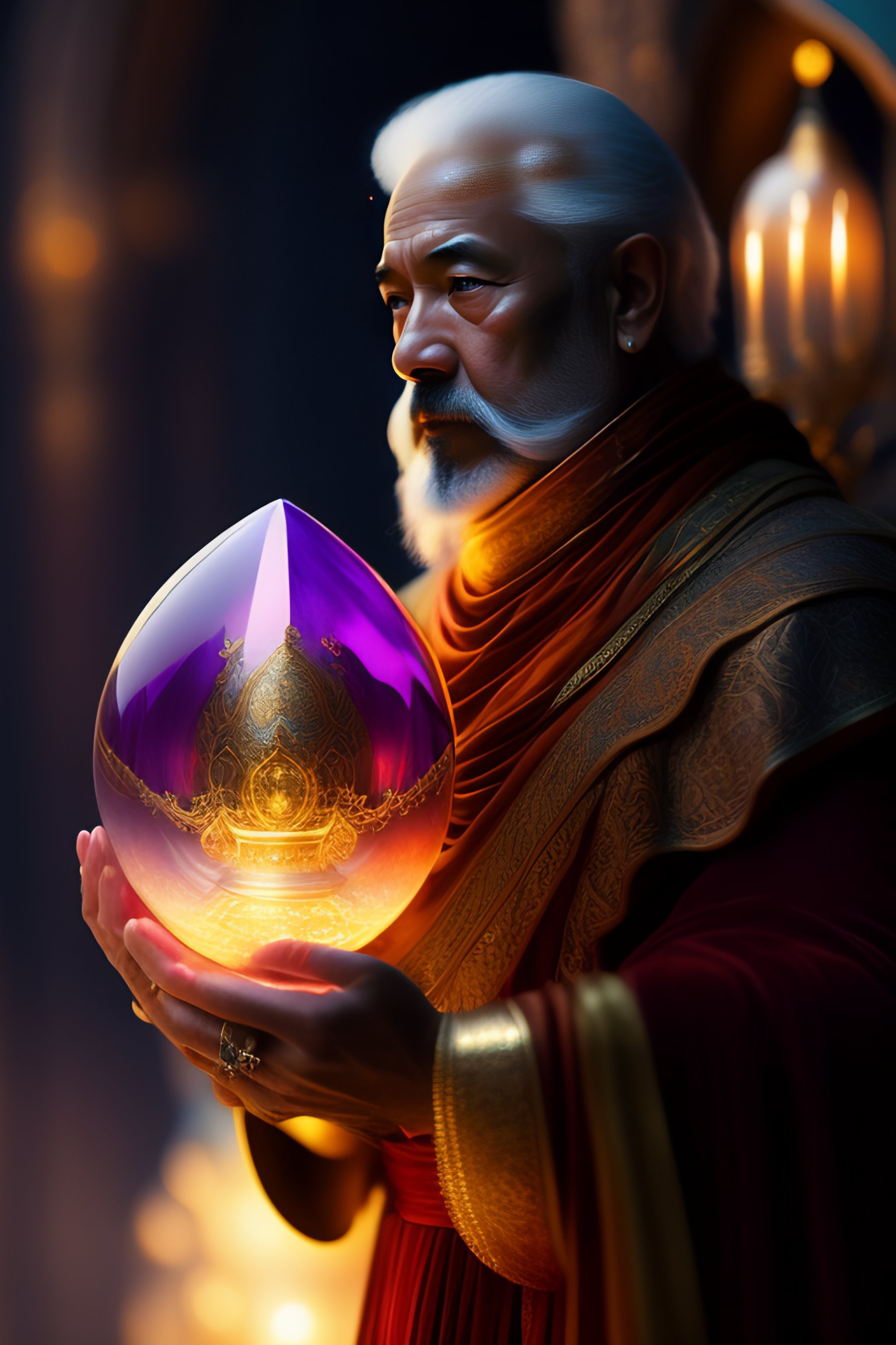 Lexica - A wise wizard holding a crystal ball, Full body shot ...