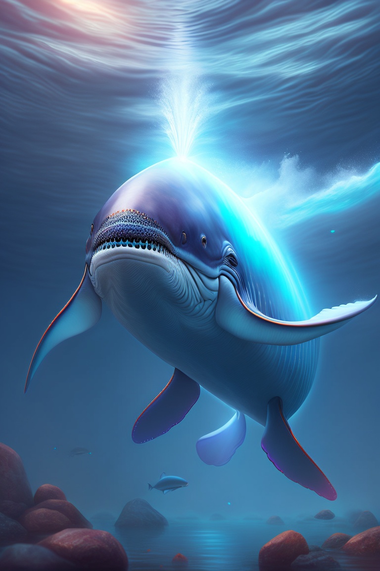 Lexica - A beautiful portrait of a mystical whale, divine lighting, god ...