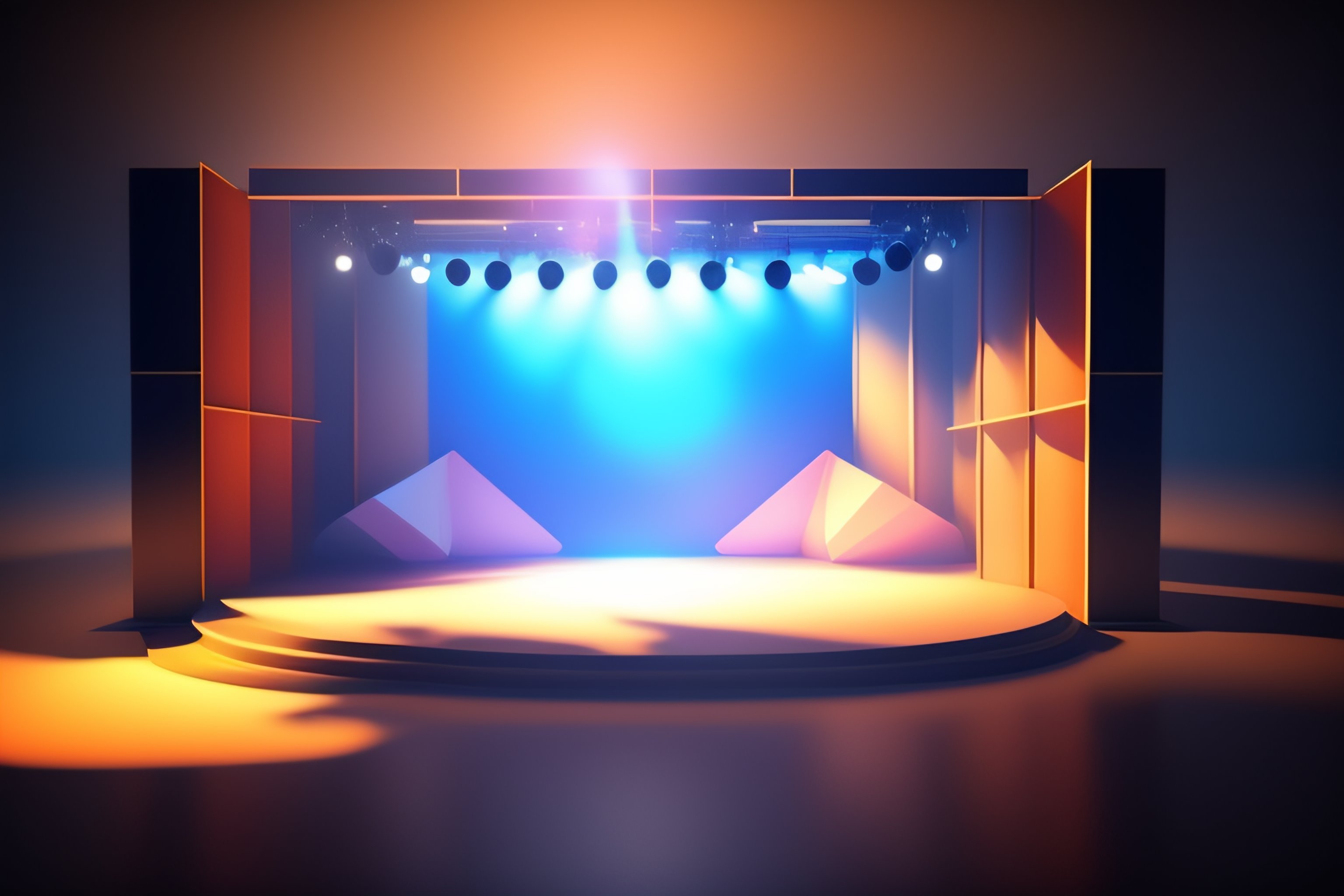 Lexica - A big and cute stage made of floating polygons. bright ...