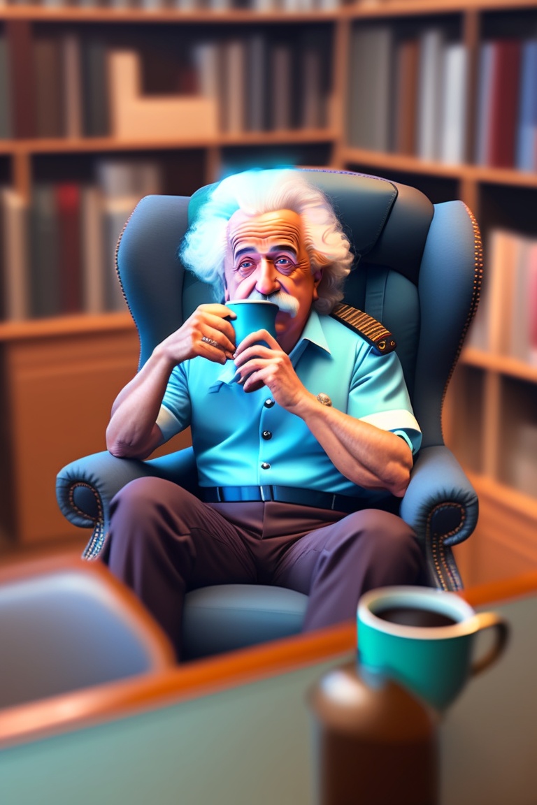 Lexica - Albert einstein is sitting on his gamer chair, on his gamer pc ...